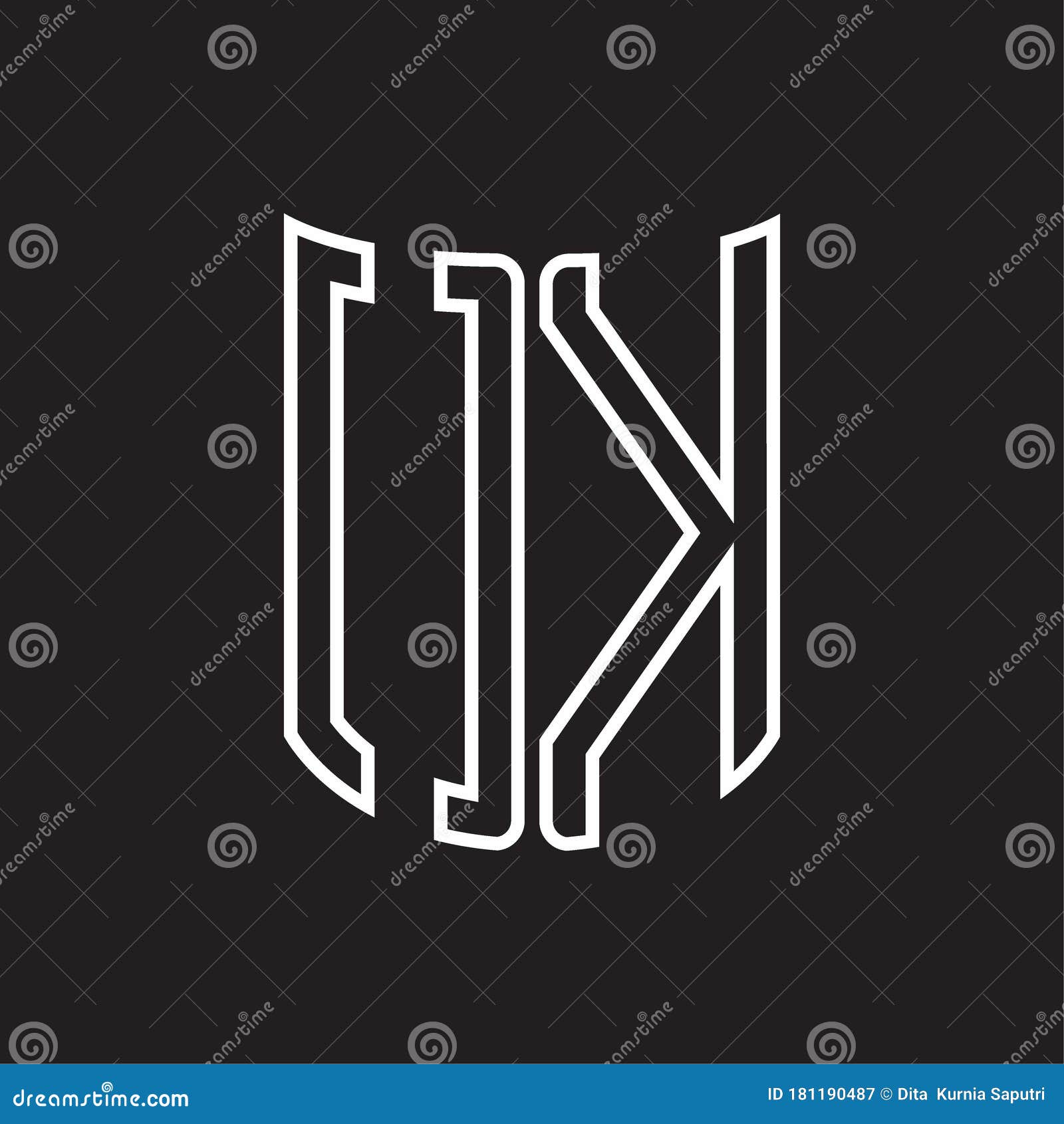 OK Logo Monogram with Ribbon Style Outline Design Template Stock Vector ...