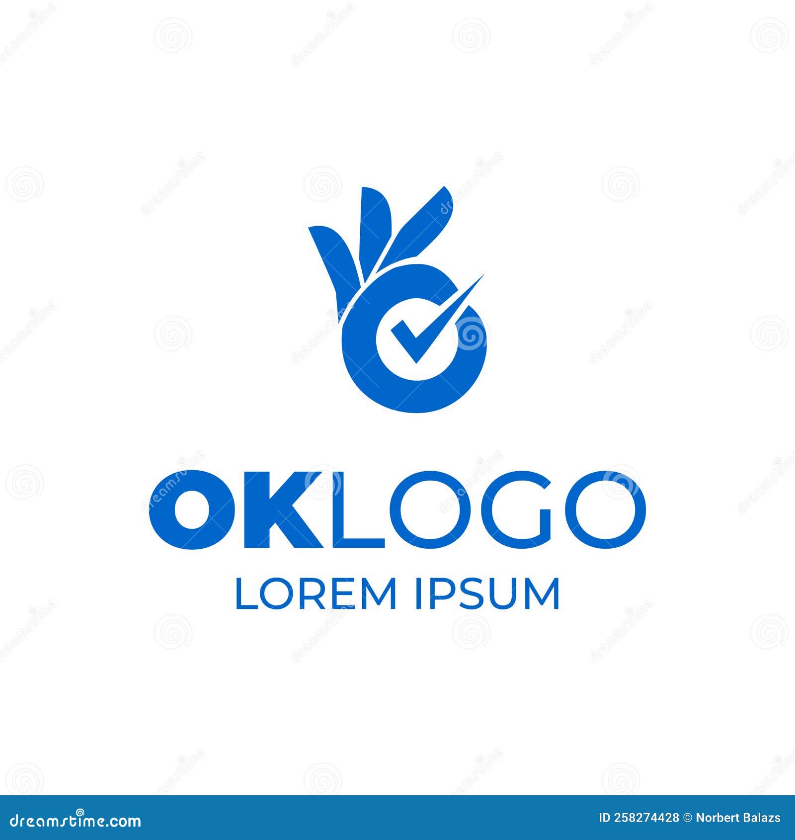 Ok Logo Template. Hand Okay and Checkmark Sign. Stock Vector ...