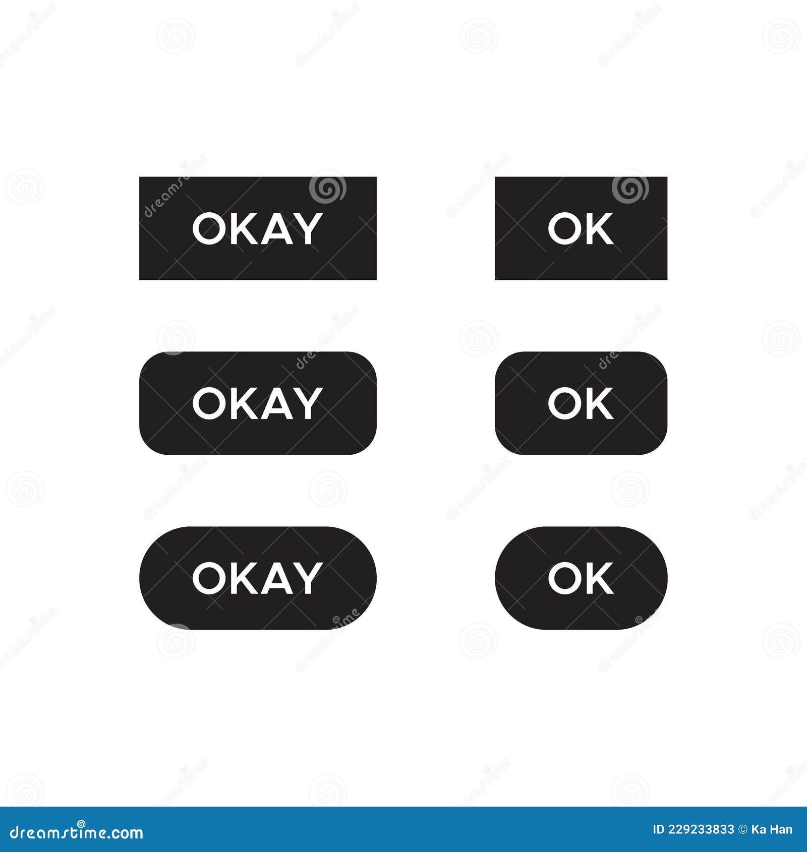 Ok, Okay Button Icon Vector Set Collection Stock Vector - Illustration ...