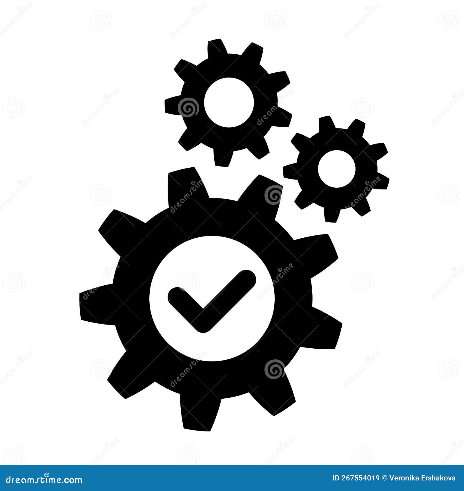 Ok Operation Icon in Flat. Gear with Check Symbol Stock Vector ...