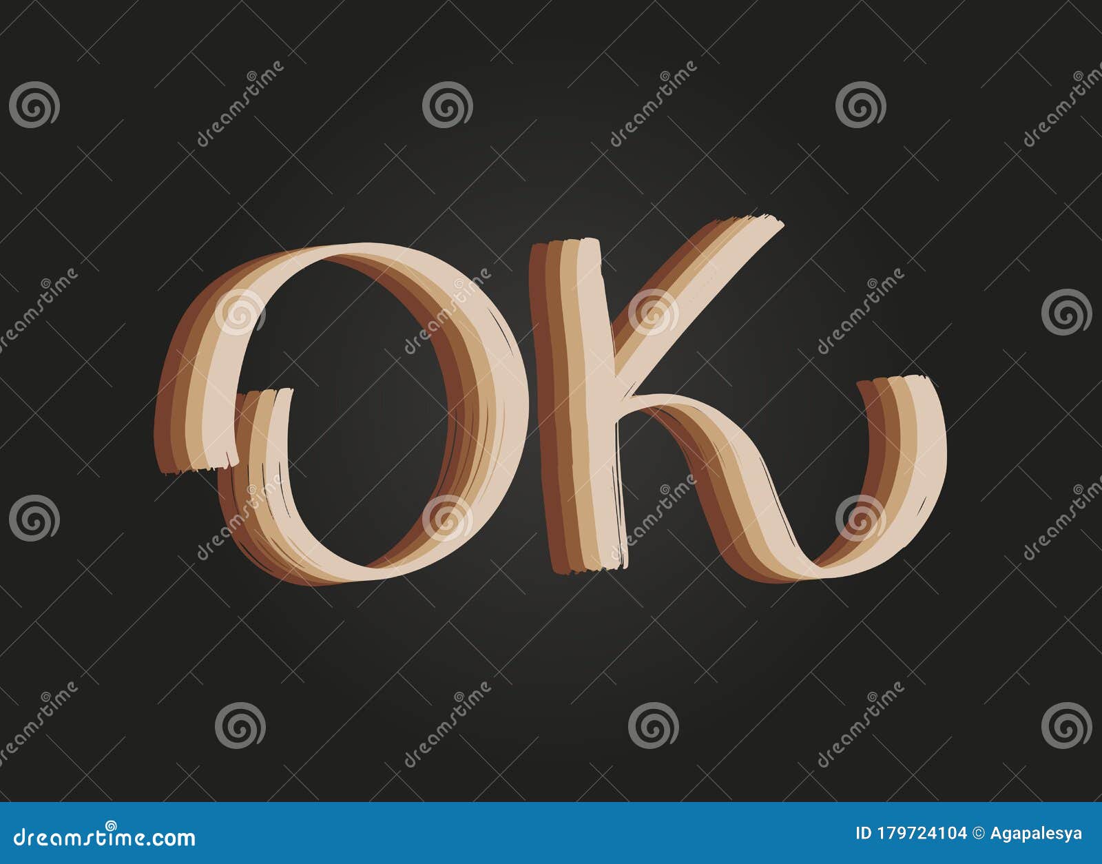 Ok Phrase. Handwritten Text Element on Black Background Stock Vector ...