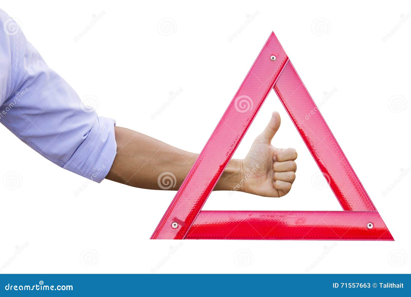 Ok in Red Warning Triangle Sign on Road Stock Image - Image of problem ...