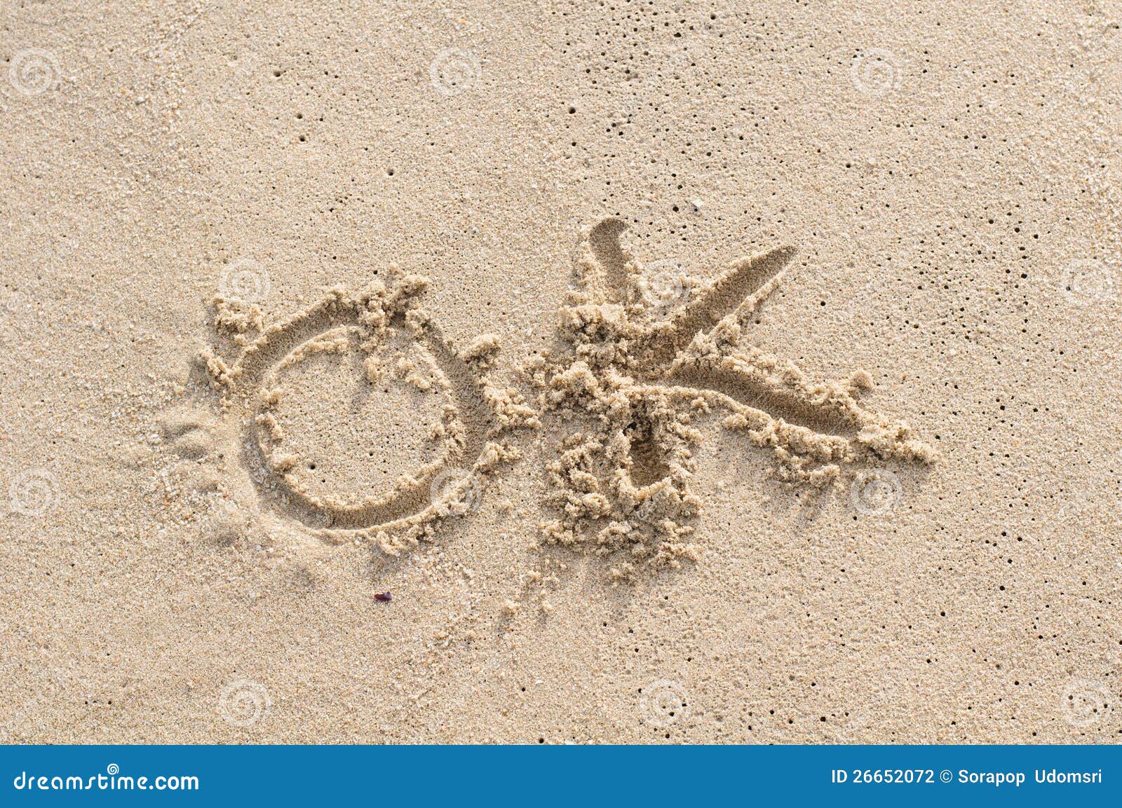 OK - Sand Writing on the Beach Stock Photo - Image of coastal, bright ...