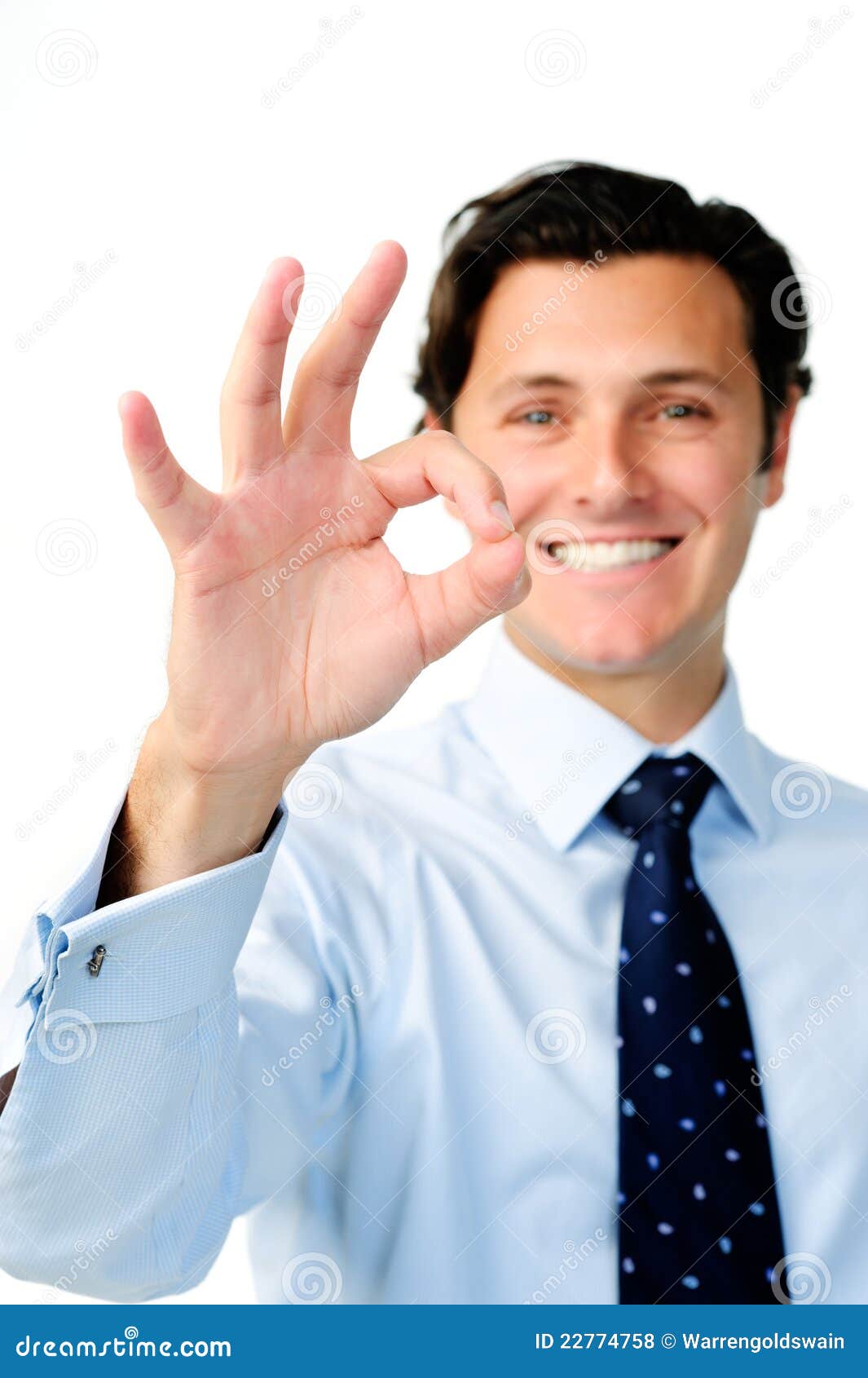 Ok sign man isolated stock photo. Image of necktie, happy - 22774758