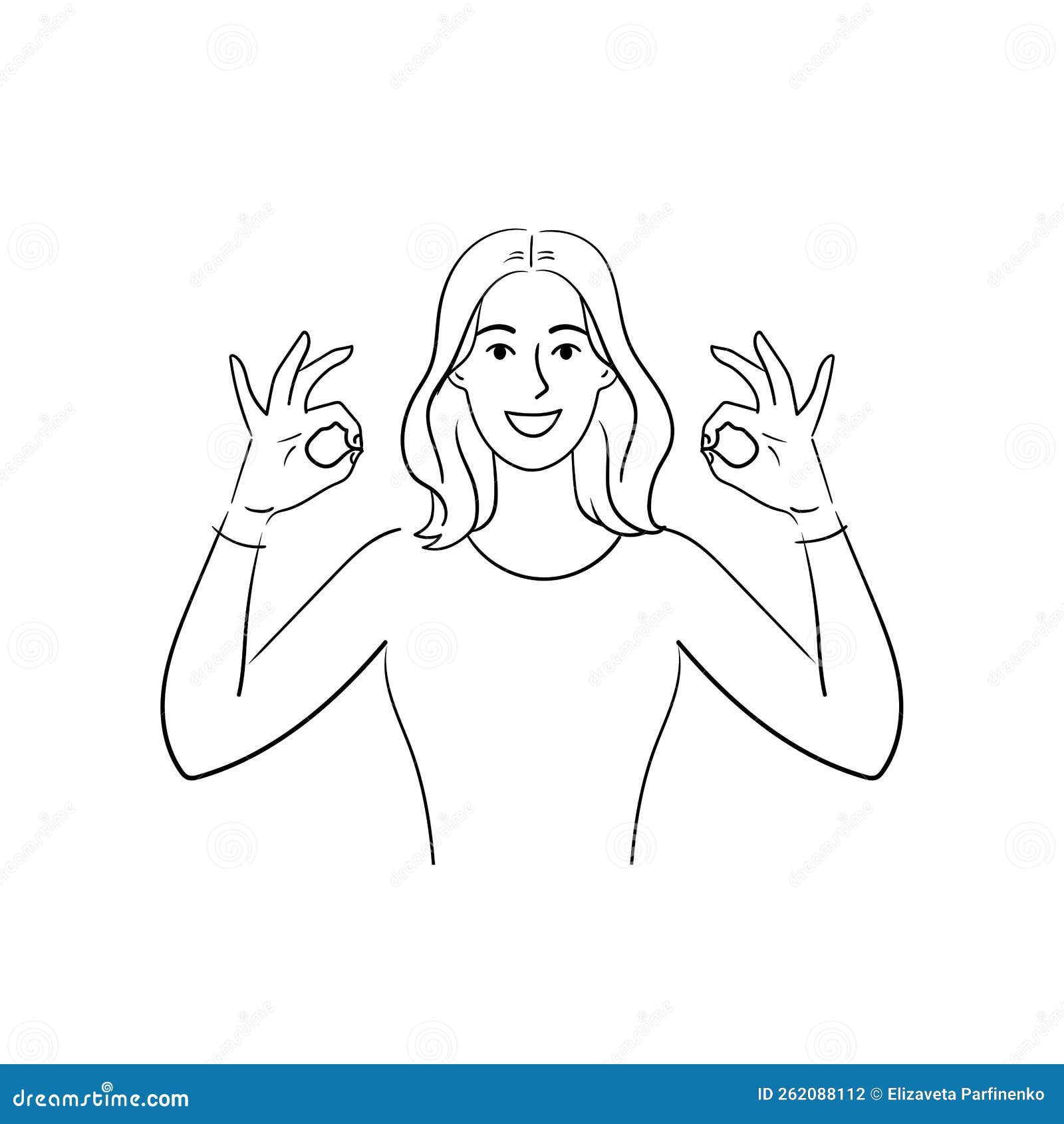 OK Sign.Smiling Young Woman with Mudra Hands Mediating. Stock Vector ... OK Sign.Smiling Young Woman with Mudra Hands Mediating. Stock Vector ...