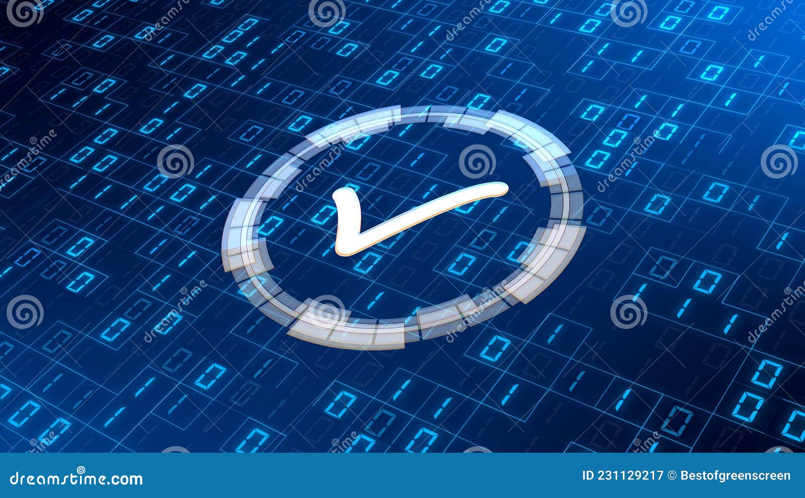 OK Symbol on Abstract Binary Code Background Divided with Random Square ...