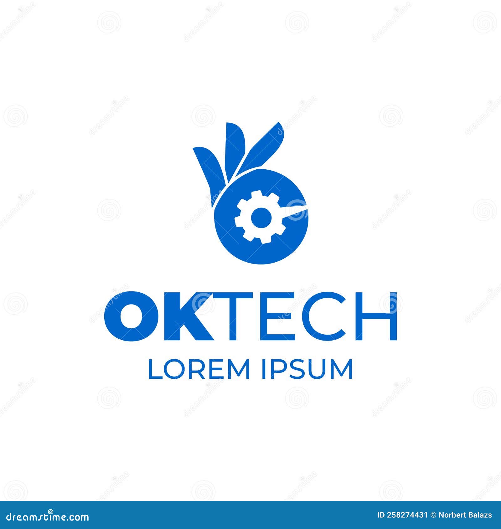 Ok Tech Vector Logo Template. Hand Gear Logotype. Stock Vector - Illustration of logo, vector ...