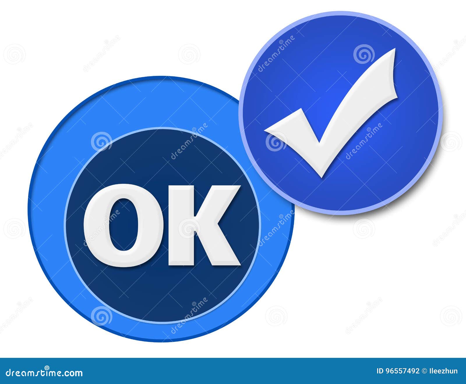 OK Two Blue Circles stock illustration. Illustration of verified - 96557492