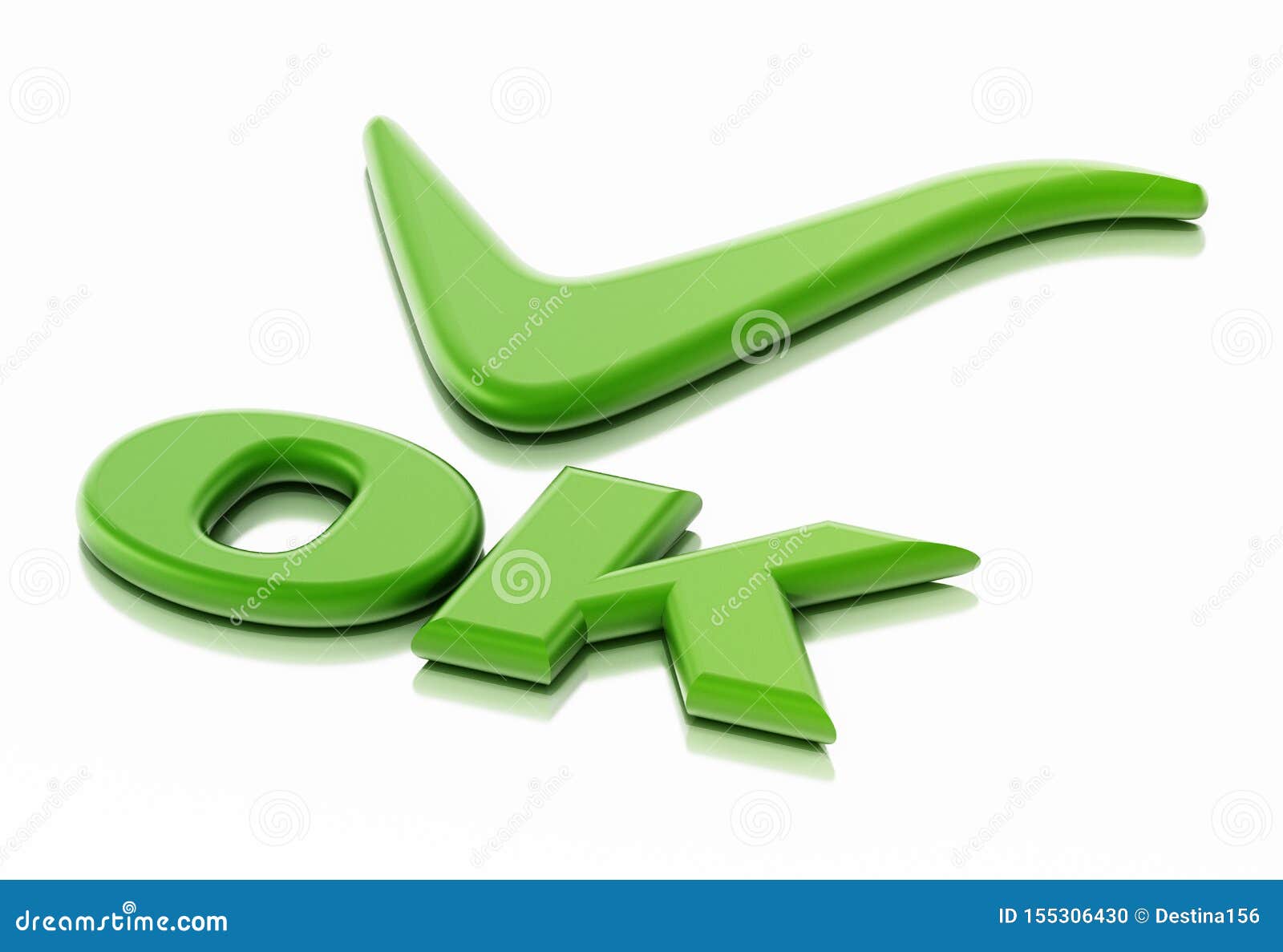 Ok Word and Tick Sign Isolated on White Background. 3D Illustration ...