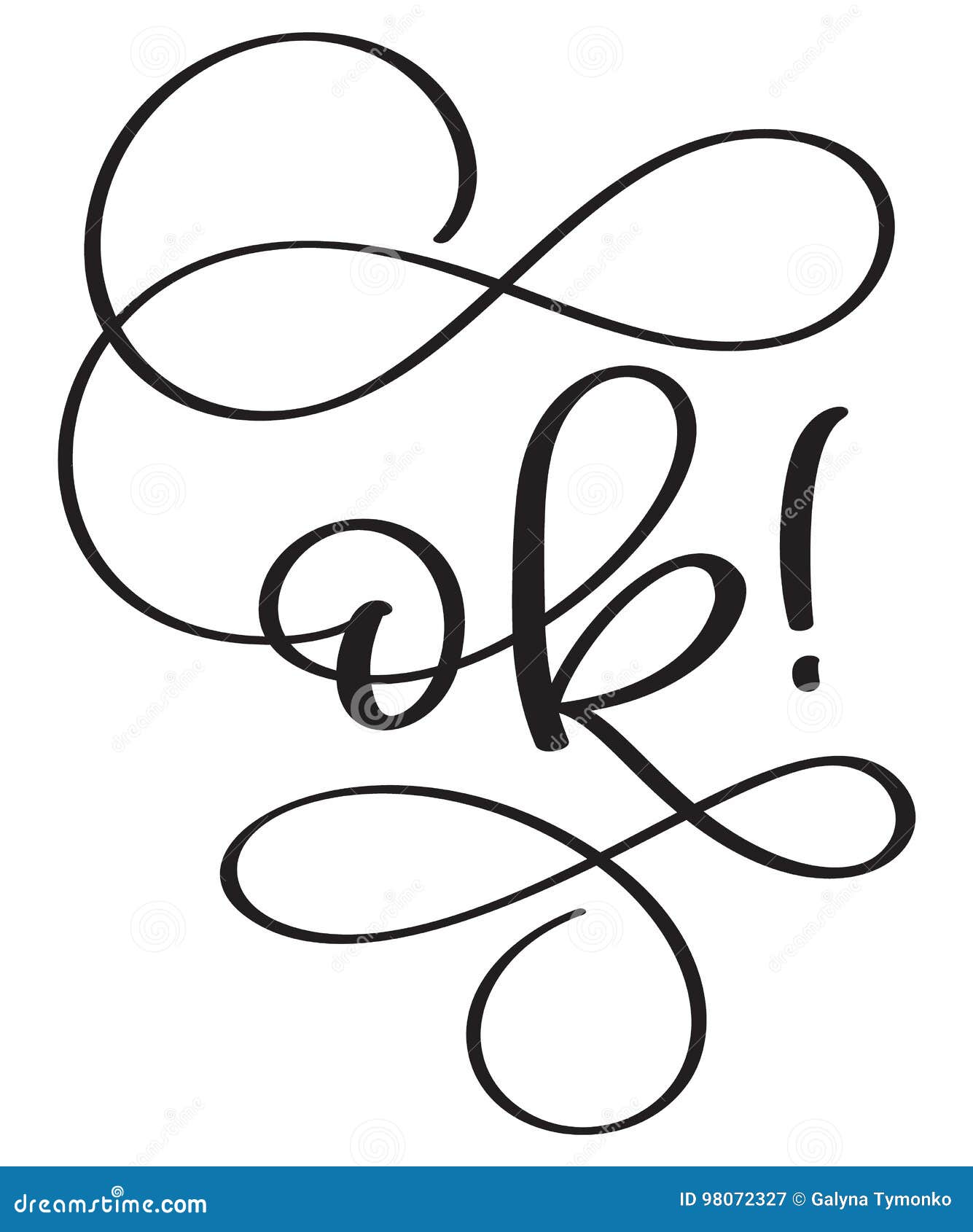 Ok Word on White Background. Hand Drawn Calligraphy Lettering Vector ...