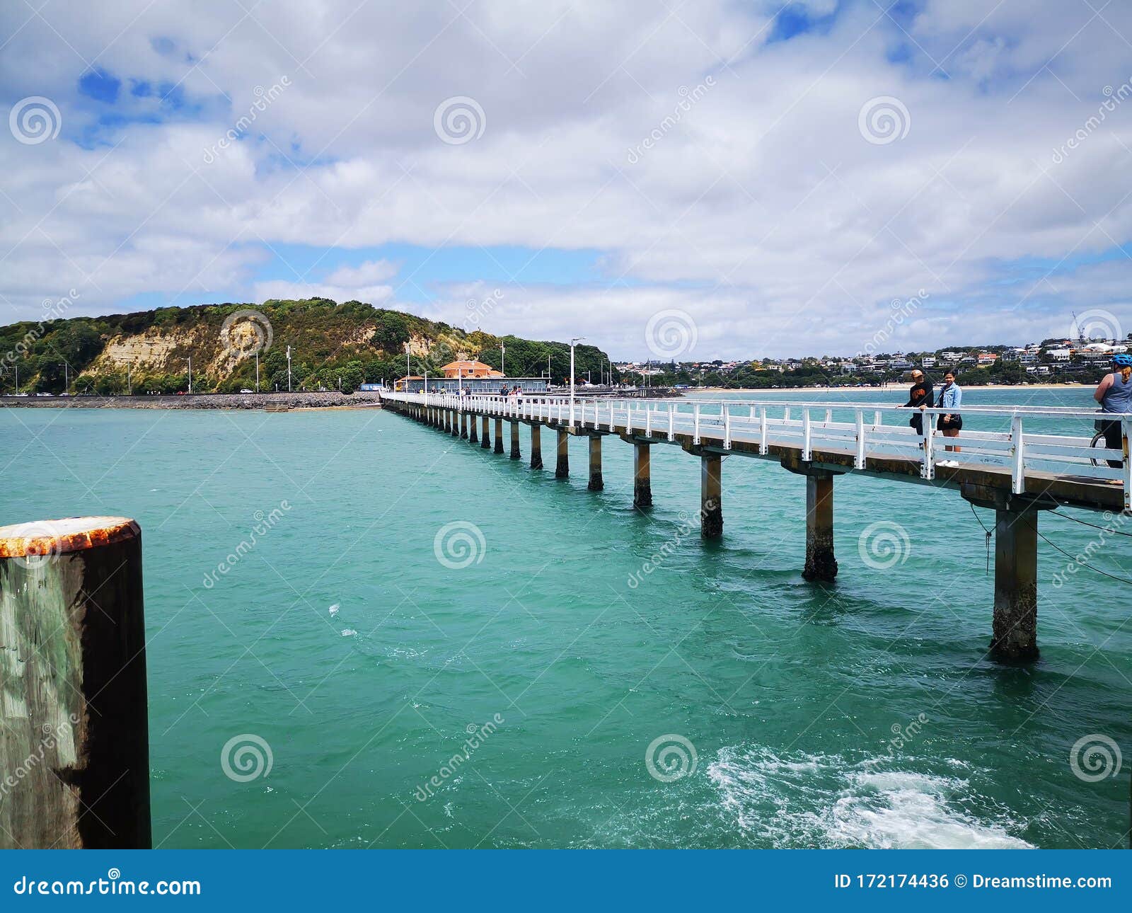 Okahu Bay Wharf stock photo. Image of ocean, wharf, pier - 172174436