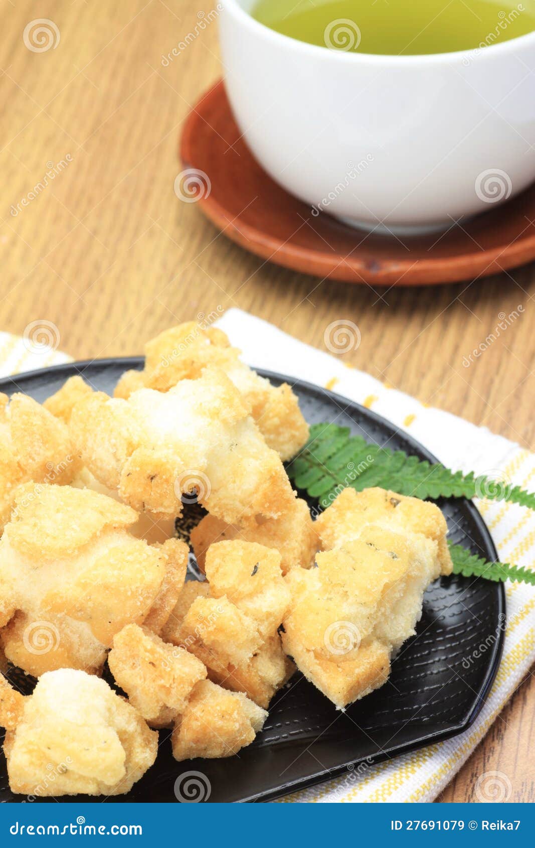 Okaki and green tea stock image. Image of drink, ricecake - 27691079