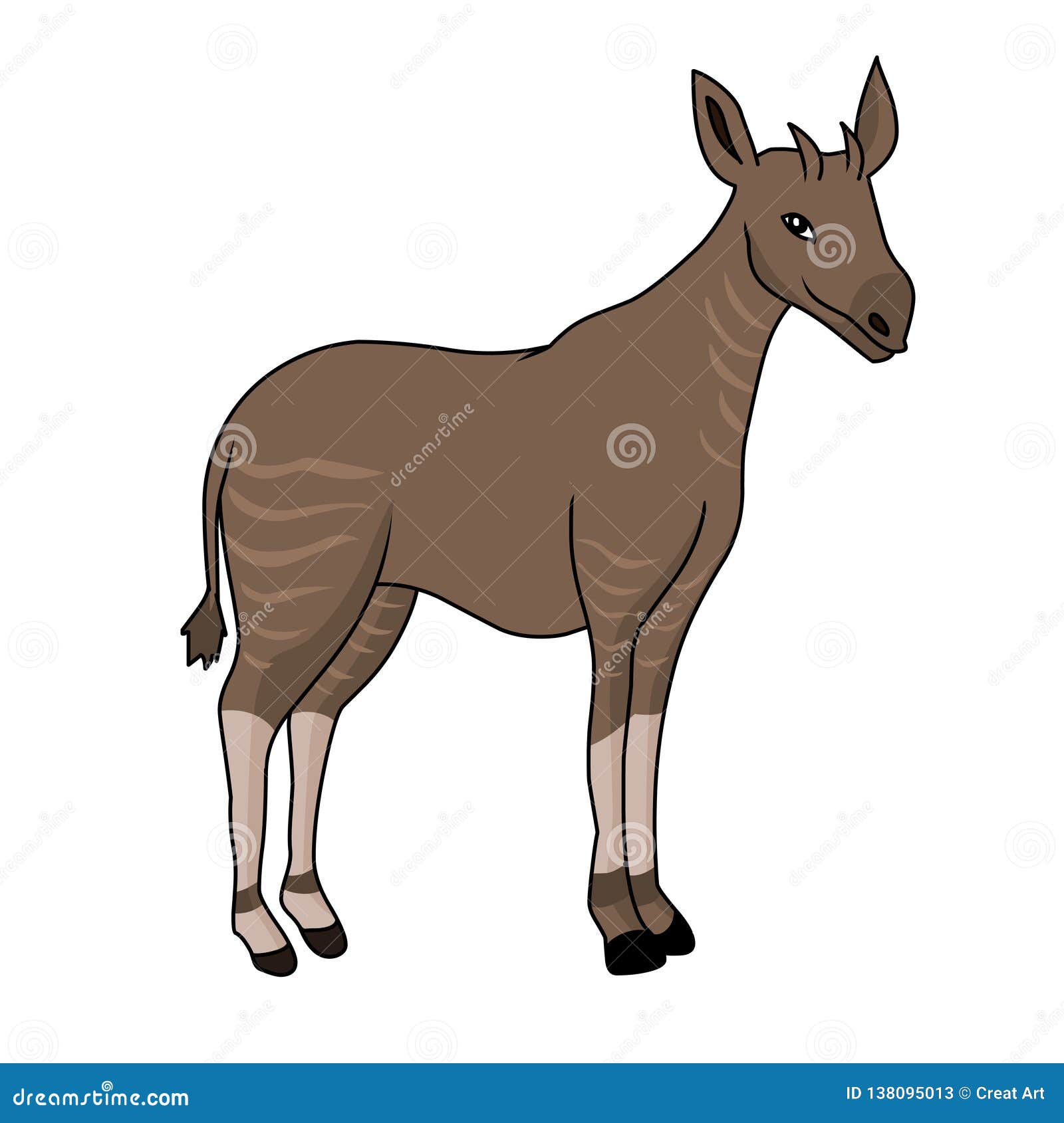 Okapi Vector Illustration Isolated On White Background. Forest Giraffe ...