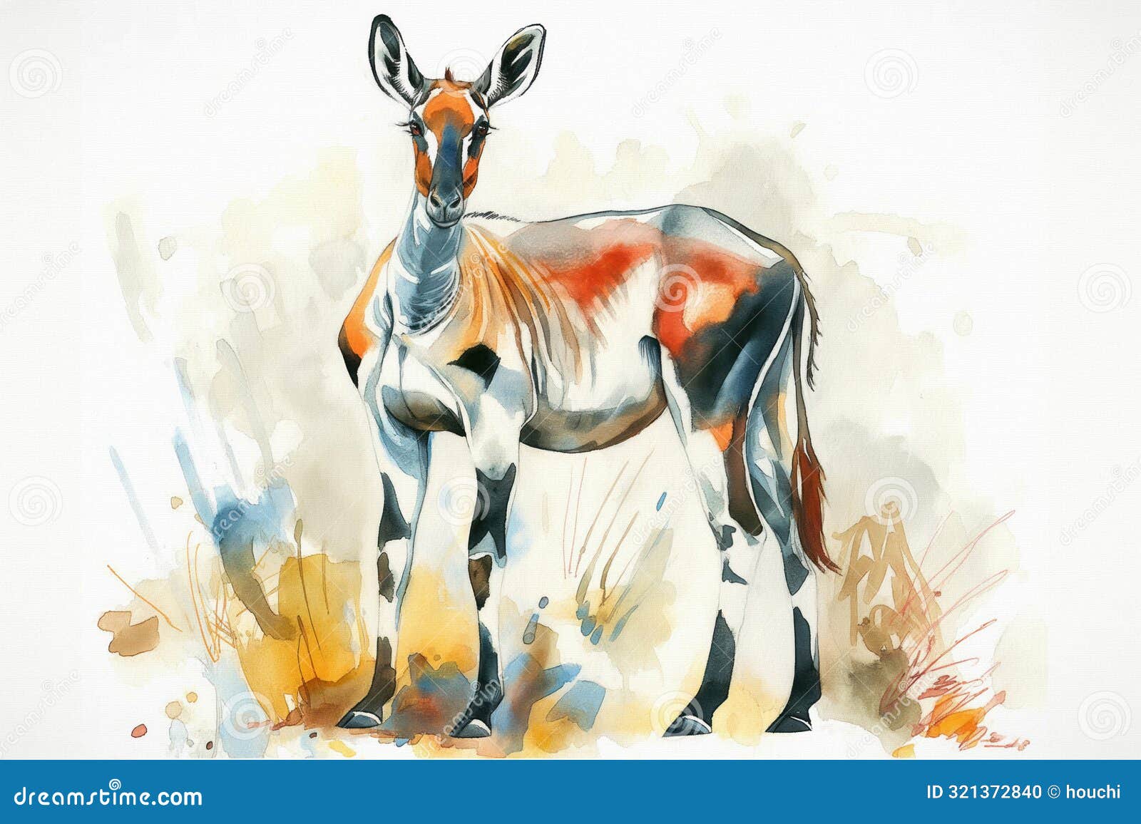 Okapi Watercolor, Close Up Predator Animals Wildlife. Ultra High ...