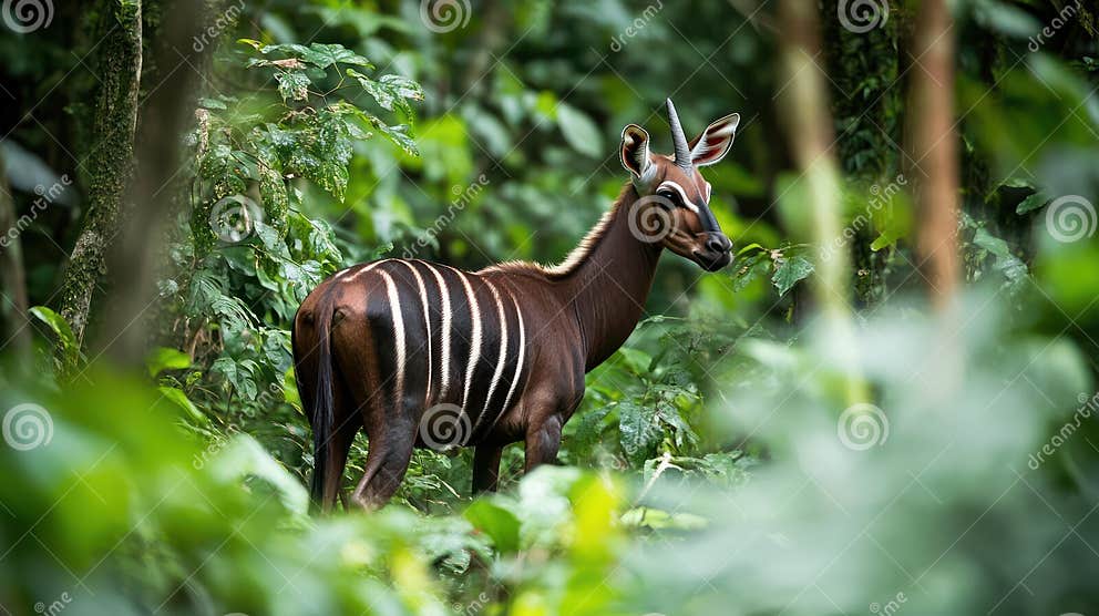 Okapi in Dense Forest: a Serene Image of an Okapi Moving Quietly ...
