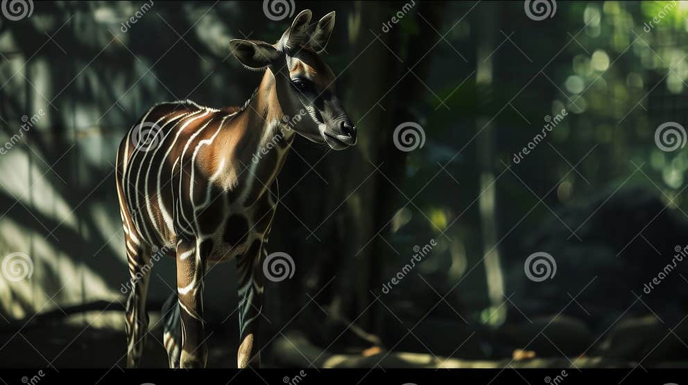 Okapi in a Dense Jungle with Dramatic Lighting Stock Photo - Image of ...