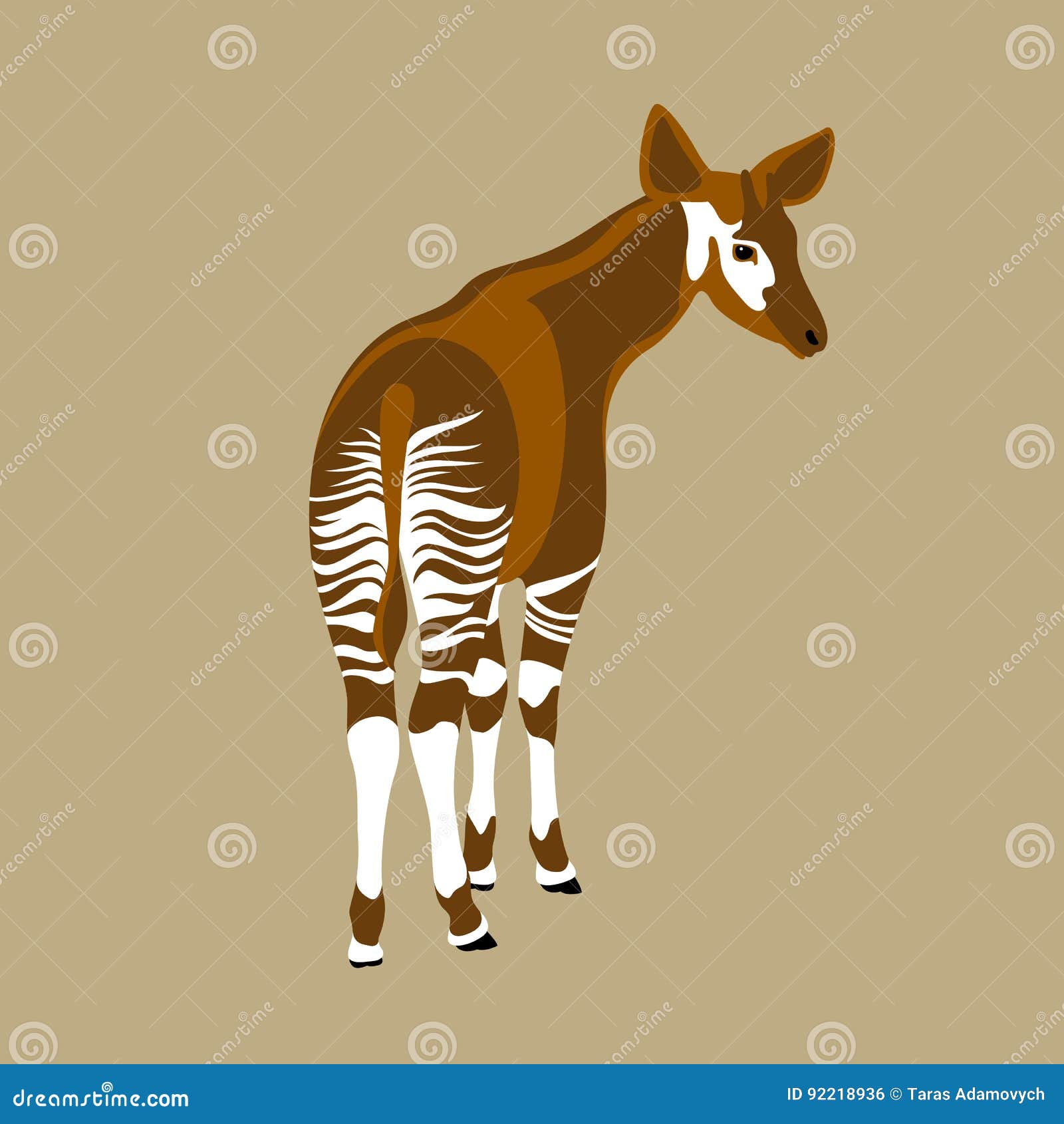 Okapi Standing On Two Legs Animal Cartoon Character Vector Illustration ...