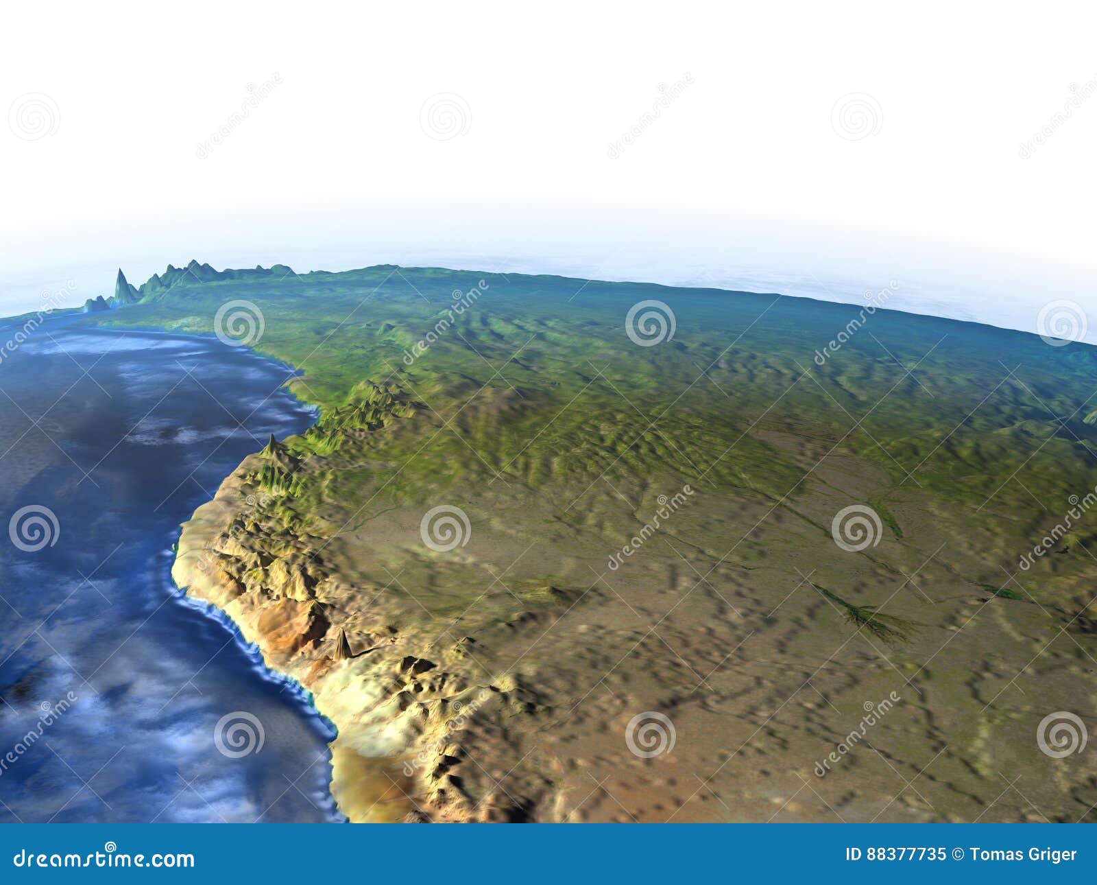 Okawango Delta on Earth - Visible Ocean Floor Stock Illustration ...