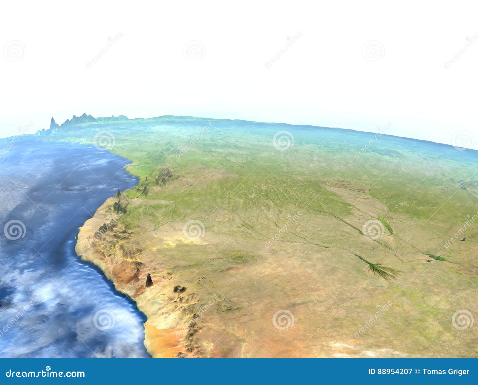 Okawango Delta on Earth - Visible Ocean Floor Stock Illustration ...