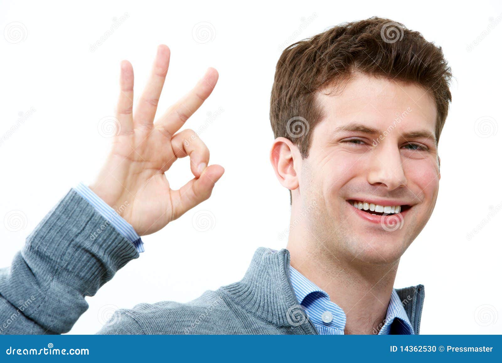 Okay stock photo. Image of gesture, good, happy, blue - 14362530