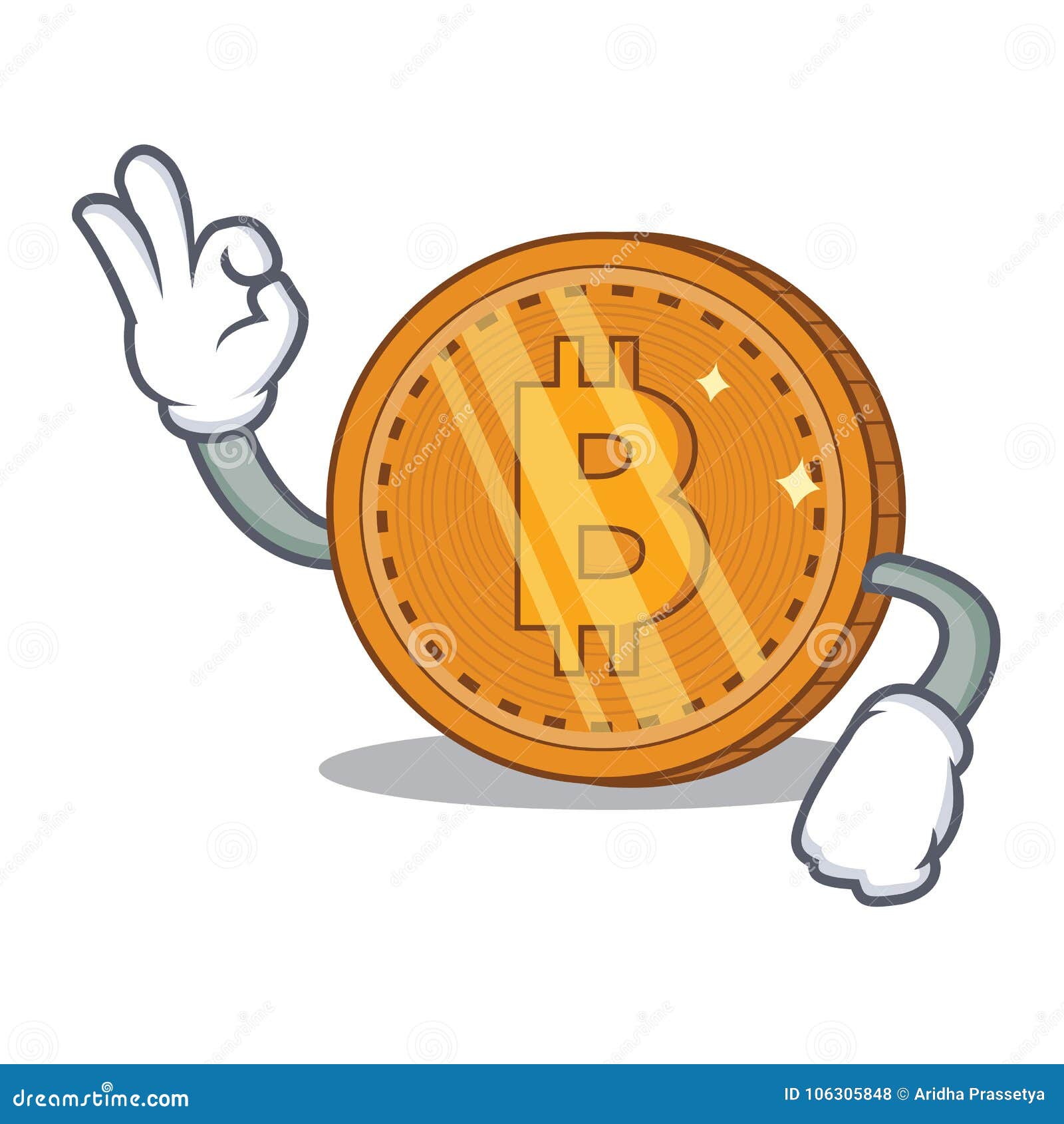Okay Bitcoin Coin Character Cartoon Stock Vector - Illustration of hand ...