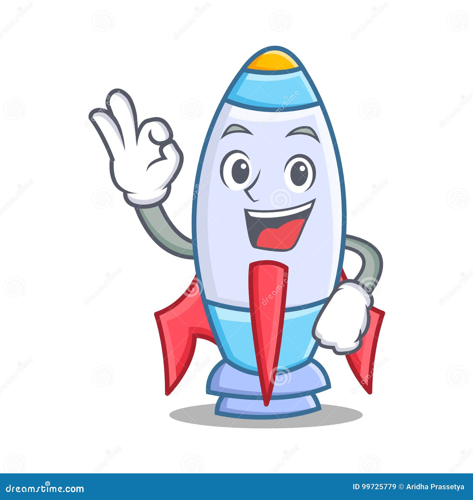 Okay Cute Rocket Character Cartoon Stock Vector - Illustration of ...