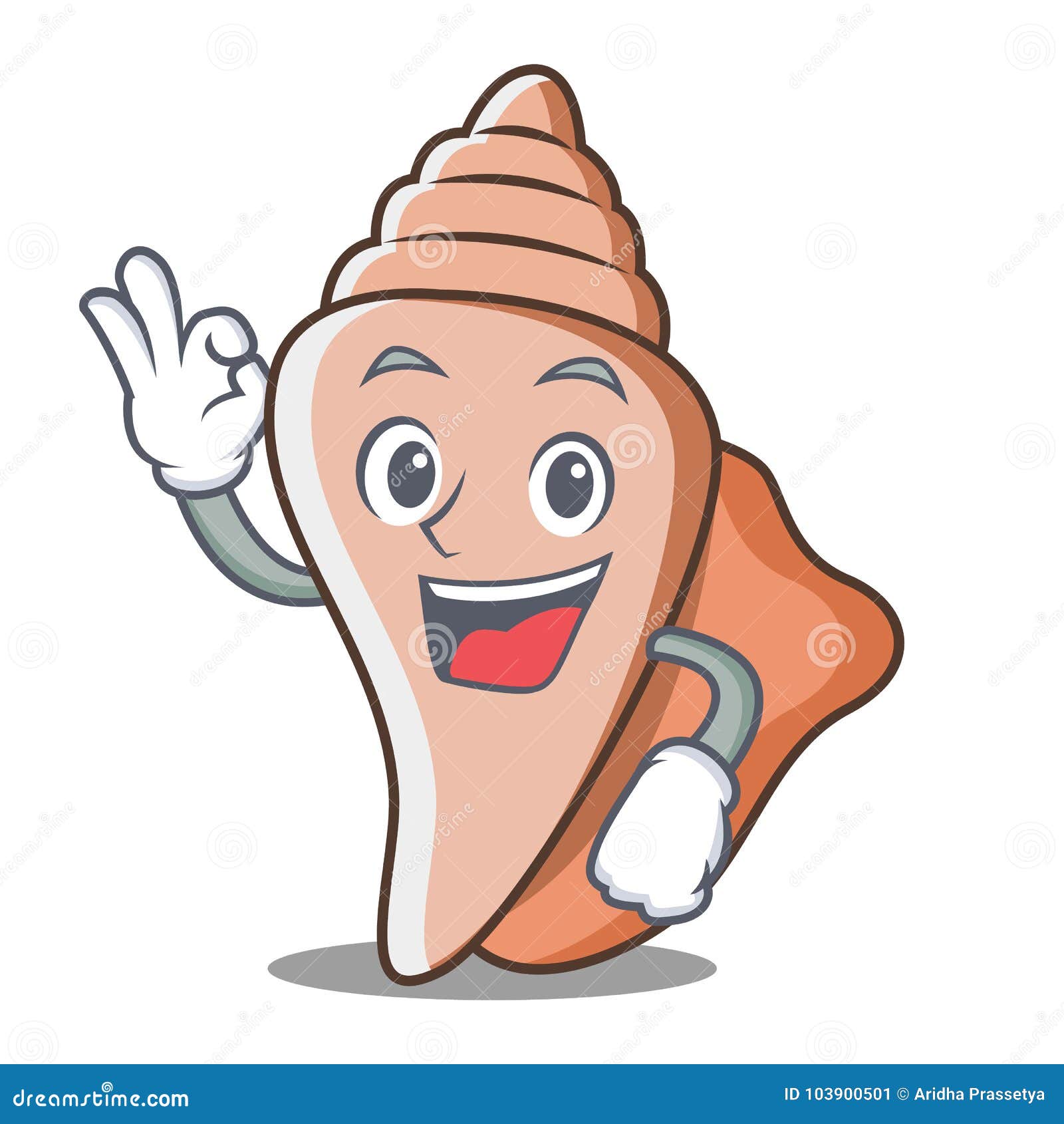 Okay Cute Shell Character Cartoon Stock Vector - Illustration of people ...