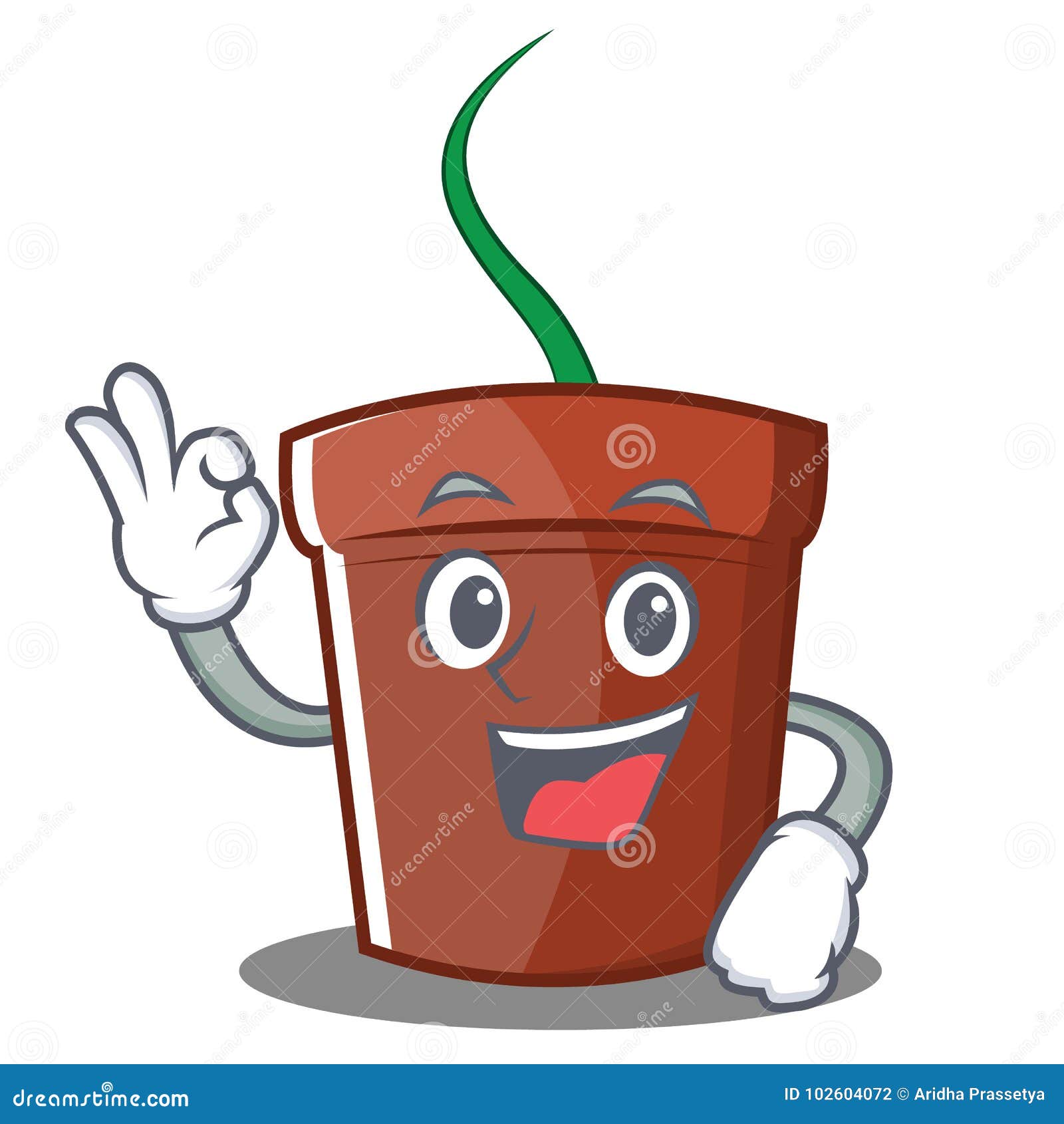 Okay Flower Pot Character Cartoon Stock Vector - Illustration of ...