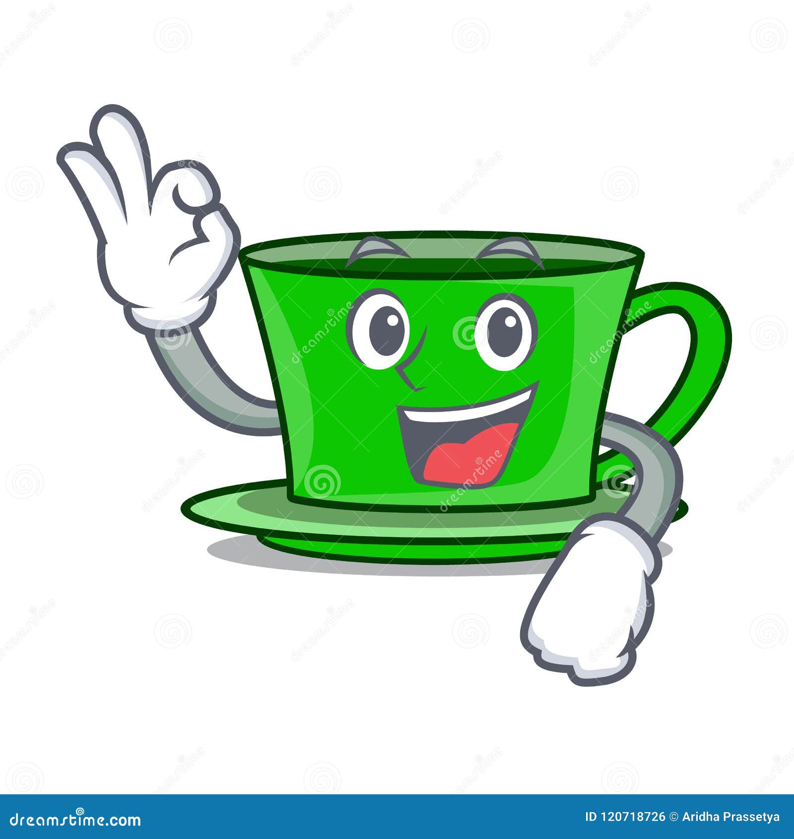 Okay Green Tea Character Cartoon Stock Vector - Illustration of ...