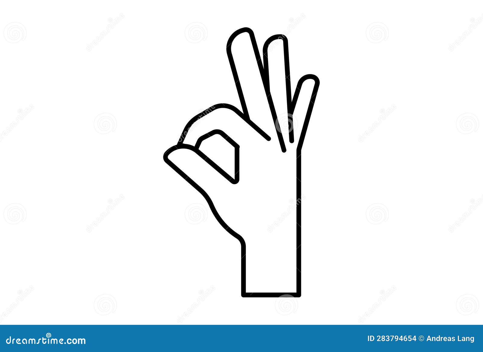 Okay Hand Icon Gesture Line Symbol Web App Sign Stock Illustration ...