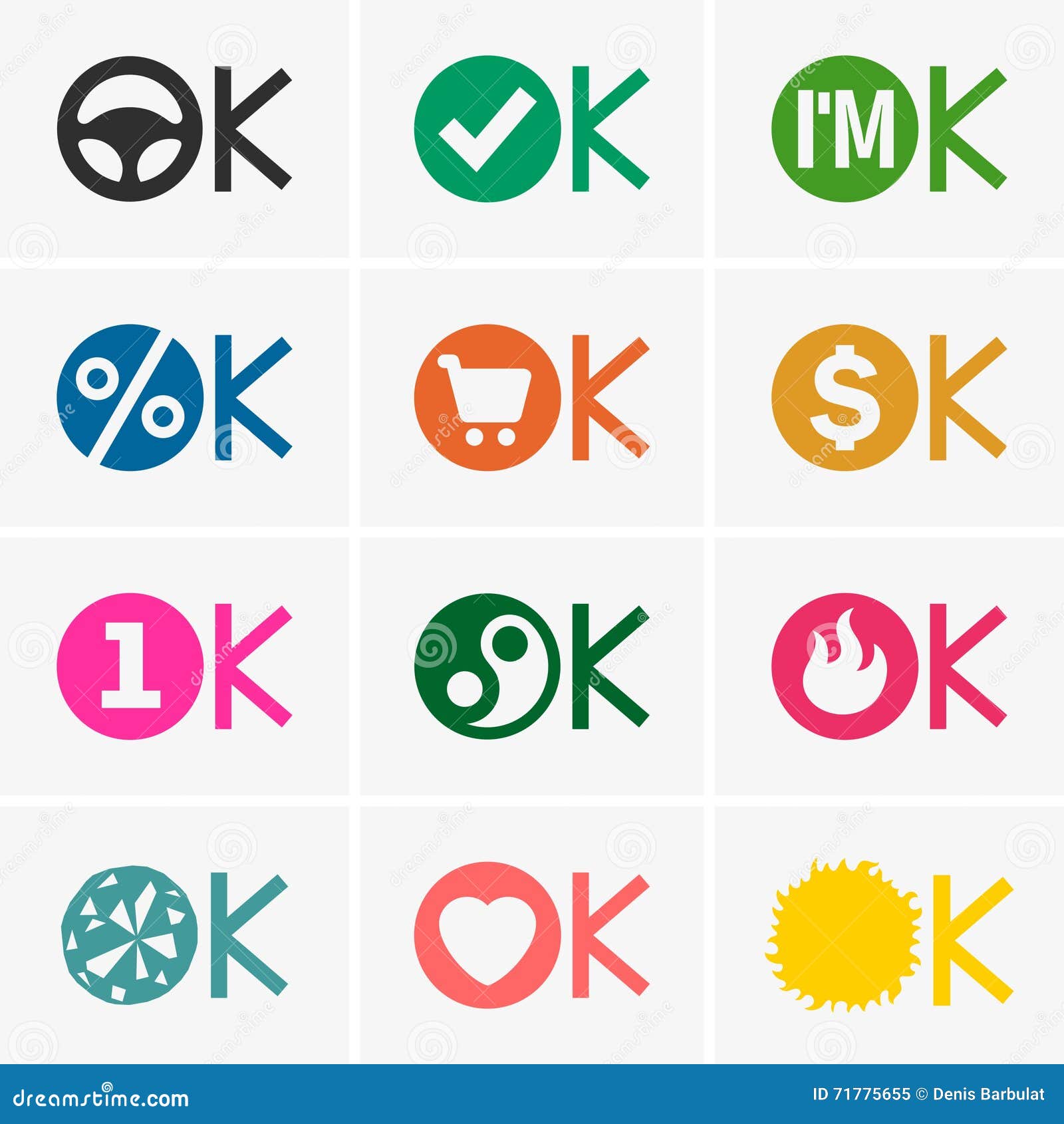 Okay icons stock vector. Illustration of mark, wheel - 71775655