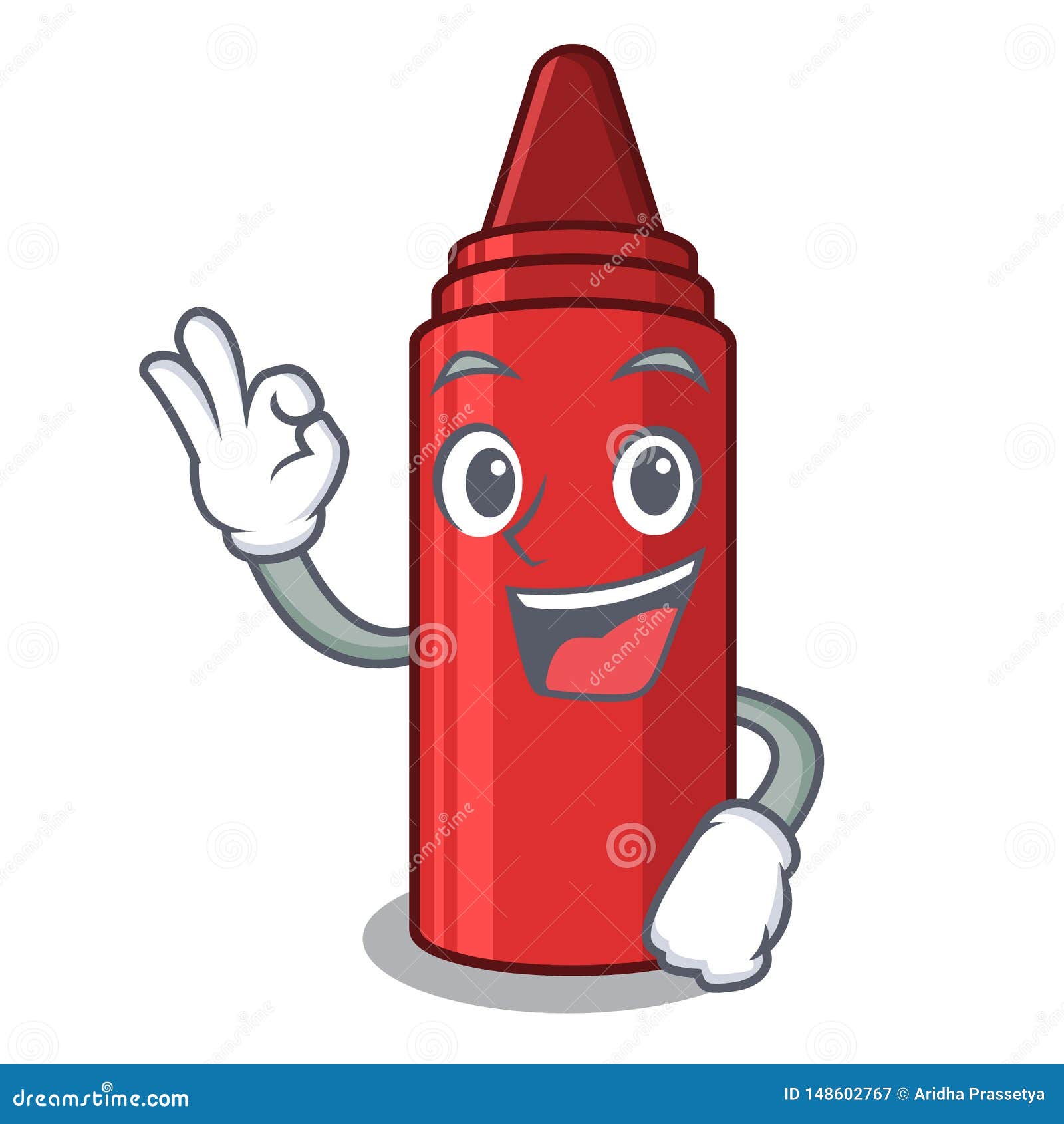 Okay Red Crayon in the Character Shape Stock Vector - Illustration of ...