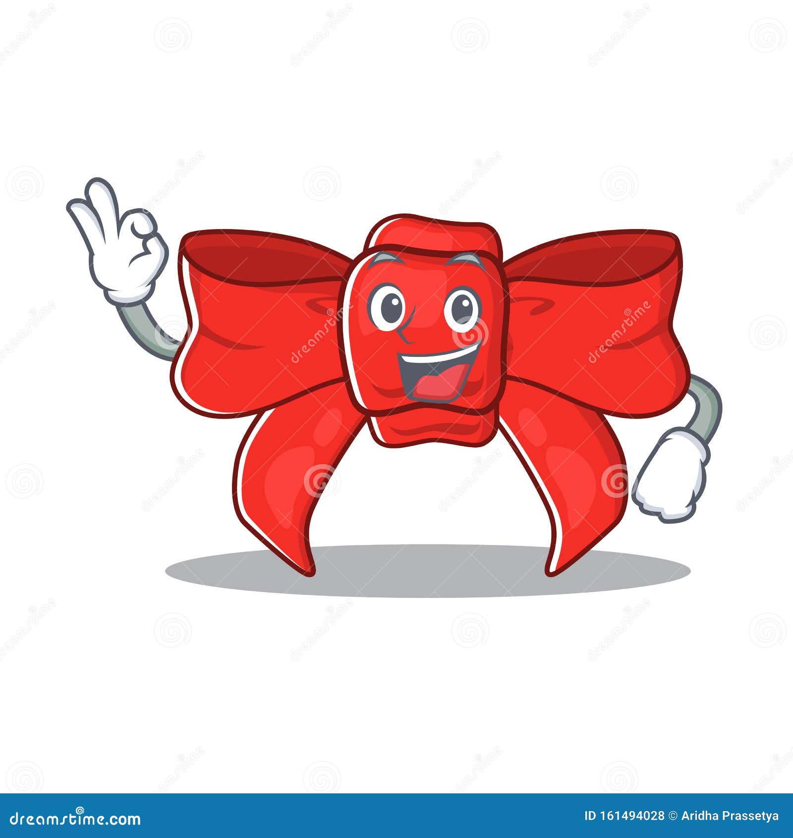 Okay Red Ribbon Bow Isolated the Character Stock Vector - Illustration ...