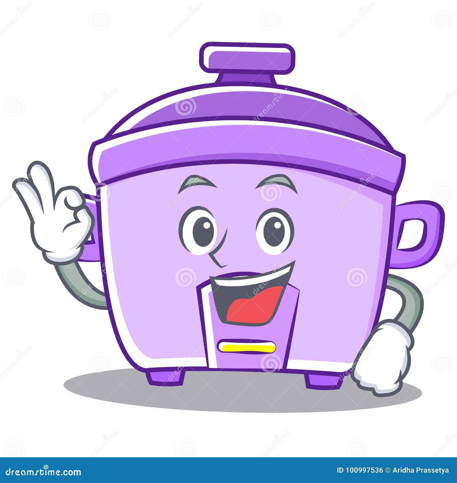 Okay Rice Cooker Character Cartoon Stock Vector - Illustration of color ...