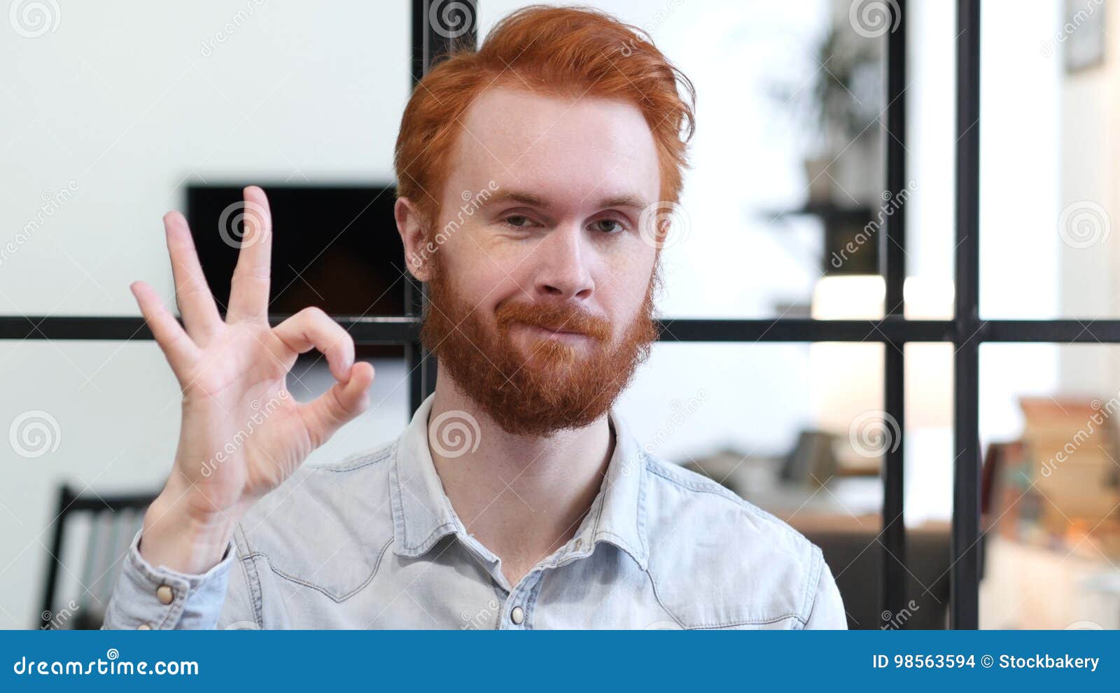 Okay Sign by Beard Man stock photo. Image of liking, freelance - 98563594