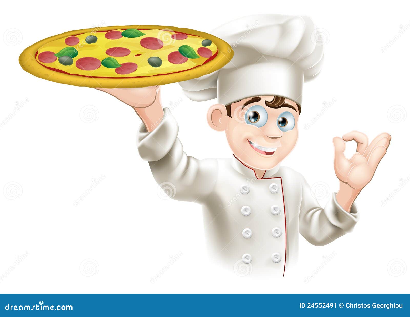 Okay Sign Pizza Chef Illustration Cartoon Vector | CartoonDealer.com ...