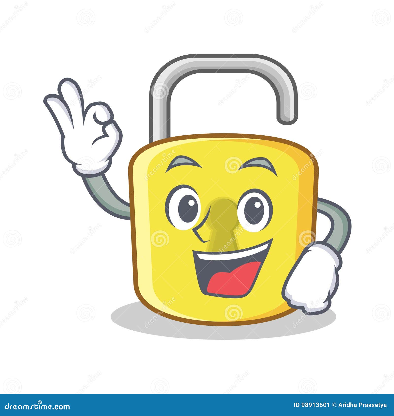 Okay Yellow Lock Character Mascot Stock Vector - Illustration of eyes ...