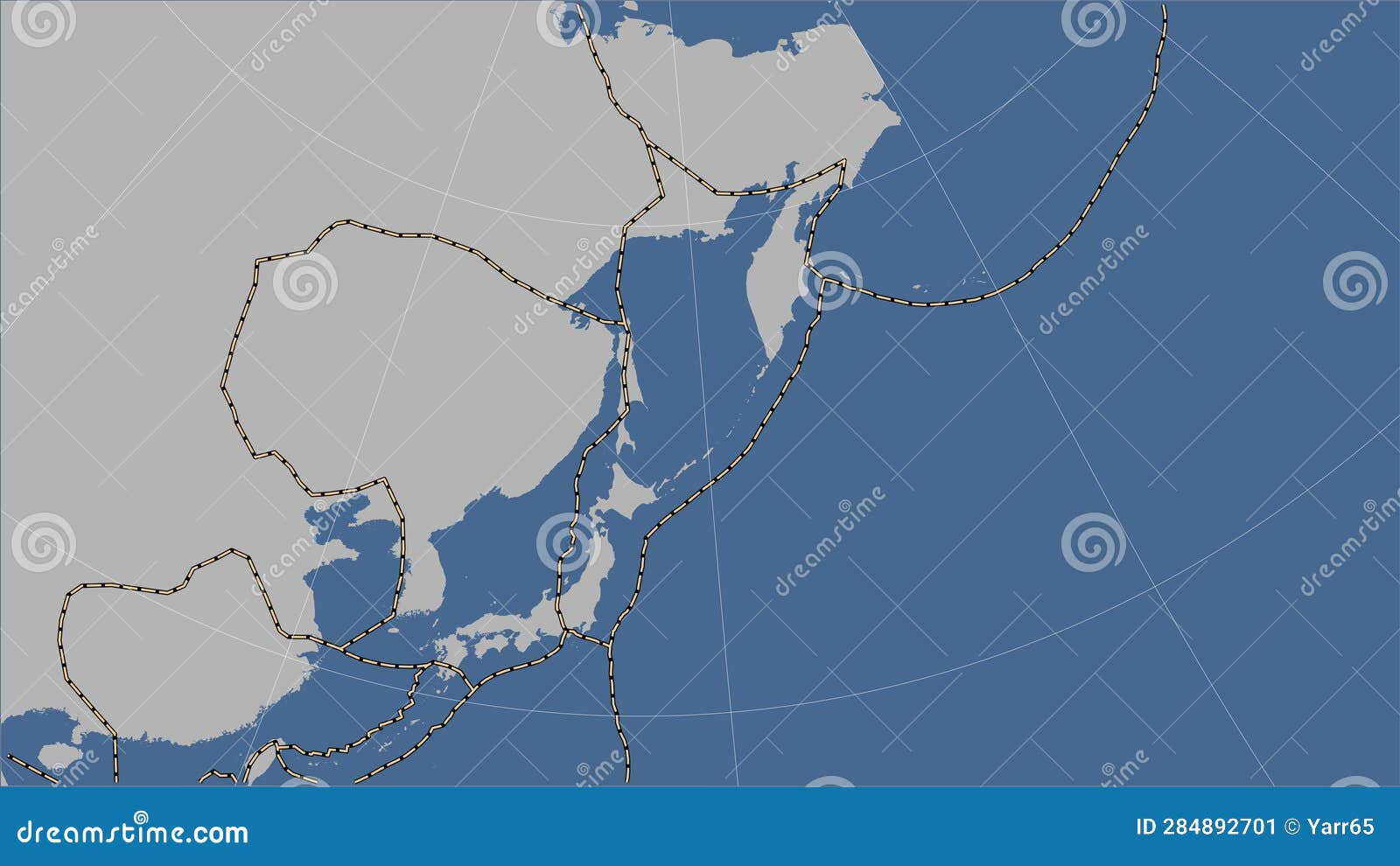 Okhotsk Plate - Boundaries. Contour Map Stock Illustration ...