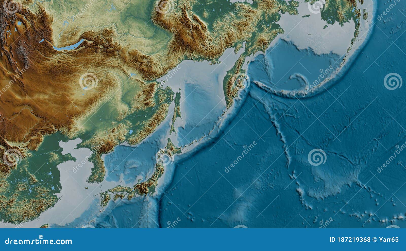 Okhotsk Tectonic Plate - Raster. Relief Stock Illustration ...