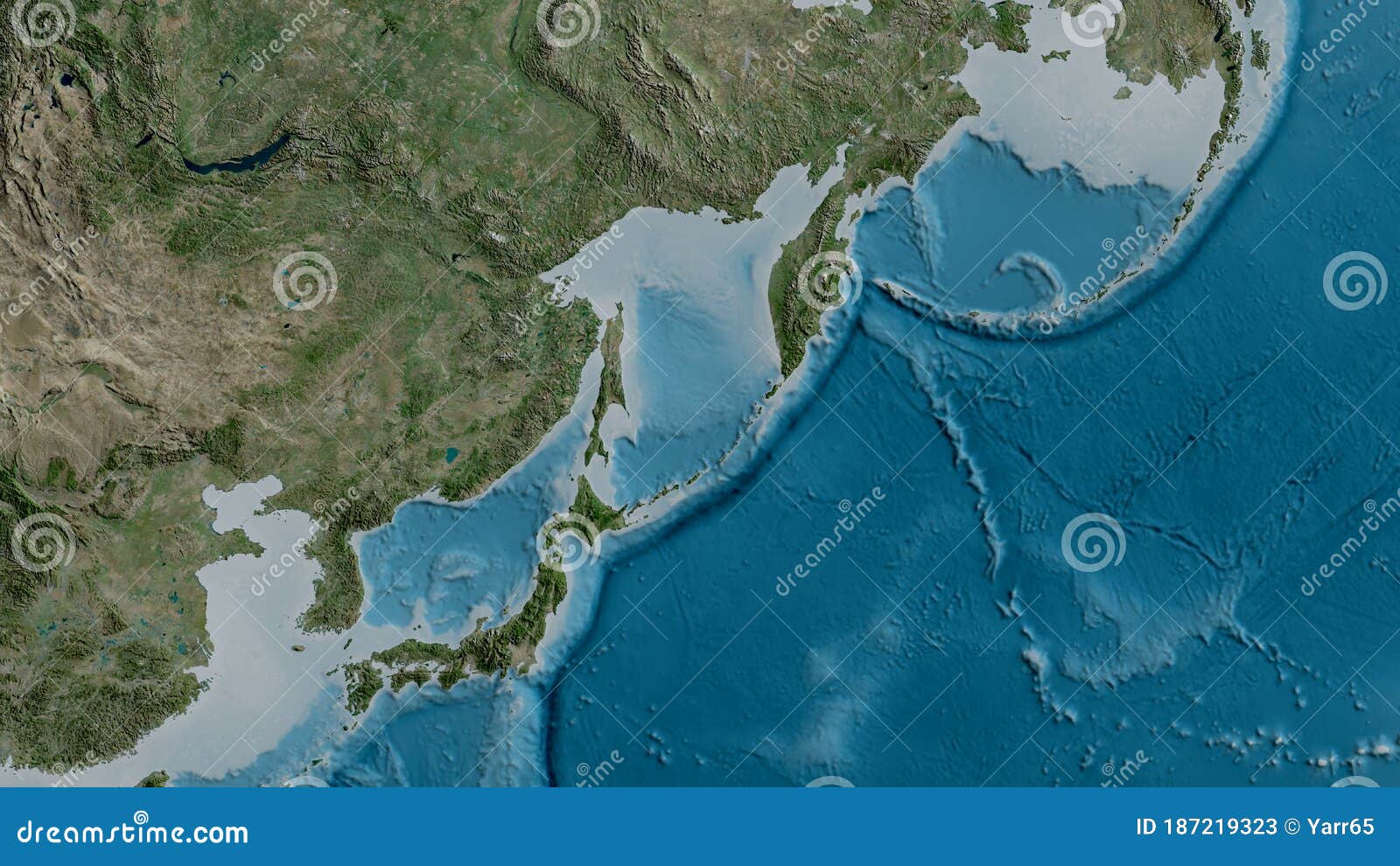 Okhotsk Tectonic Plate - Raster. Satellite Stock Illustration ...