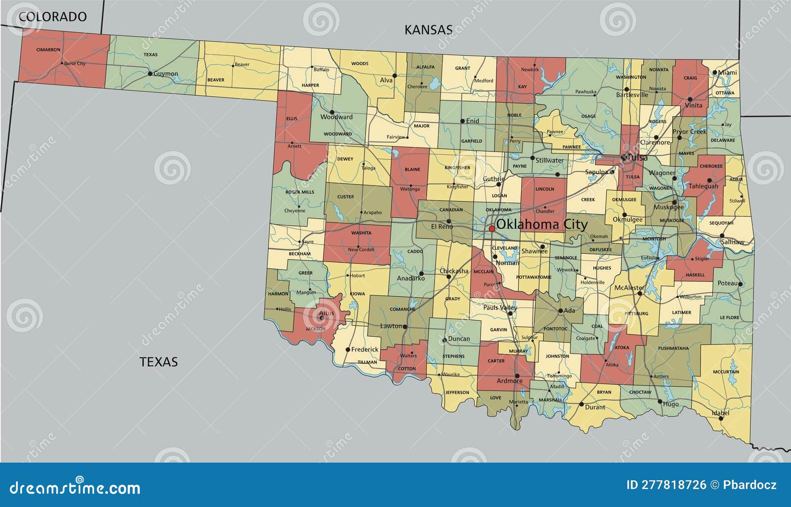 oklahoma geographical map