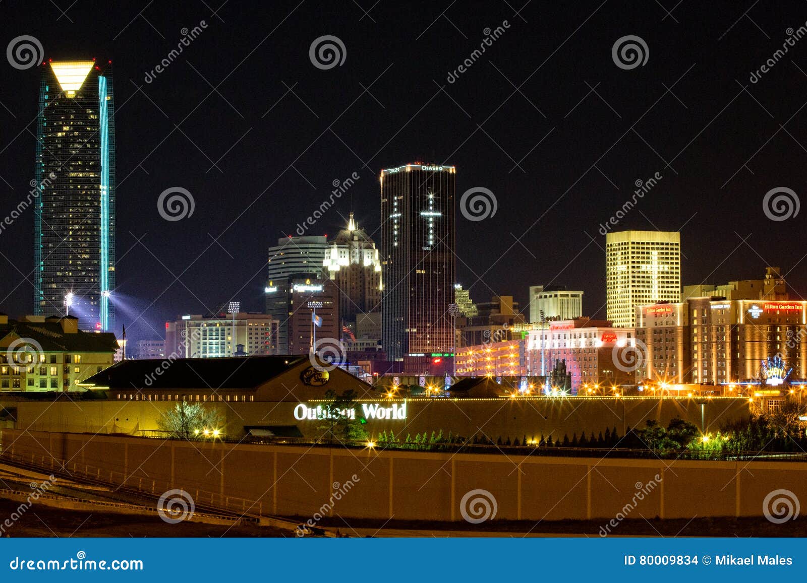 Oklahoma City at night editorial stock image. Image of left - 80009834