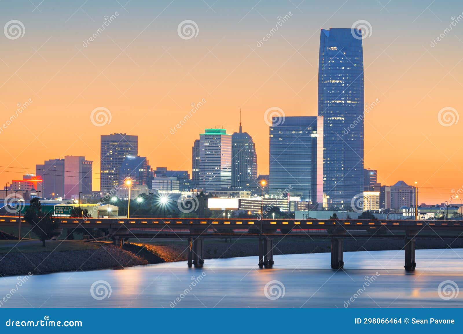Oklahoma City, Oklahoma, USA Downtown Skyline on the Oklahoma River ...