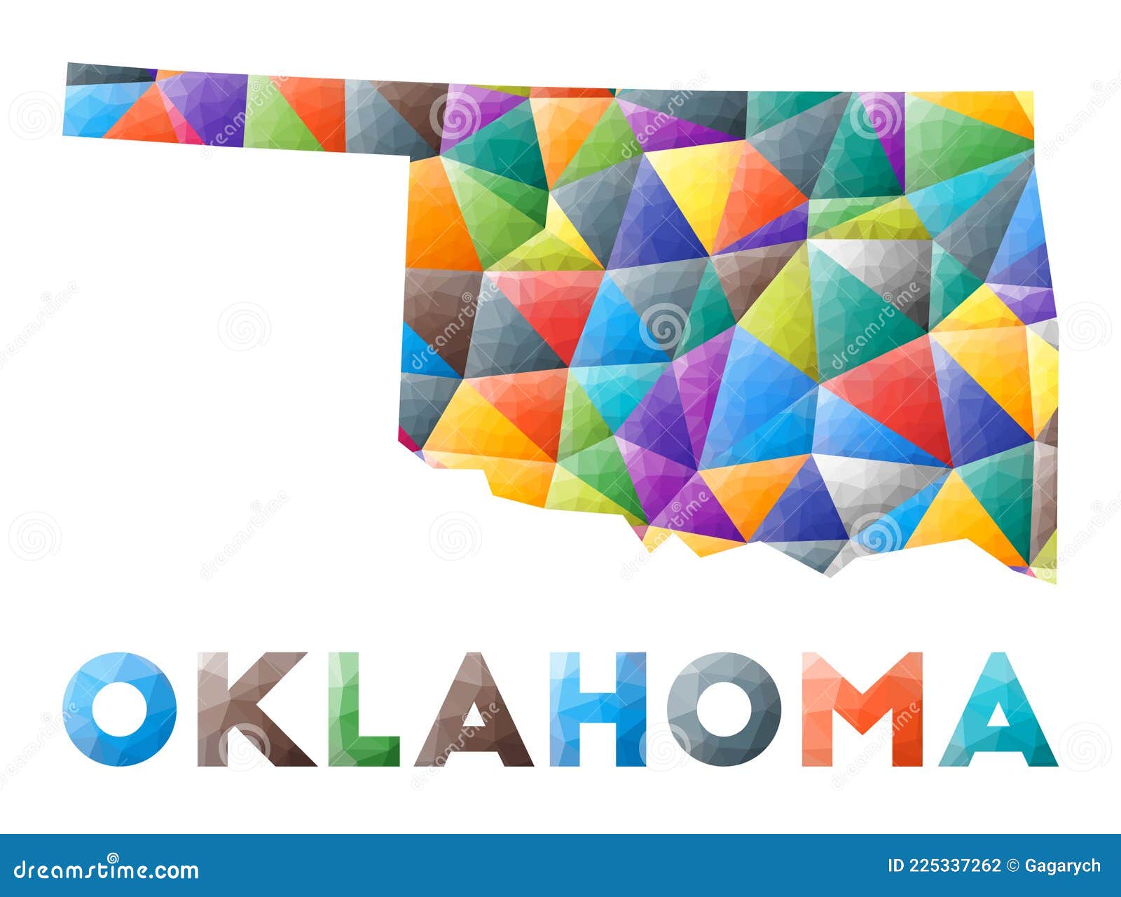 Oklahoma - Colorful Low Poly Us State Shape. Stock Vector ...