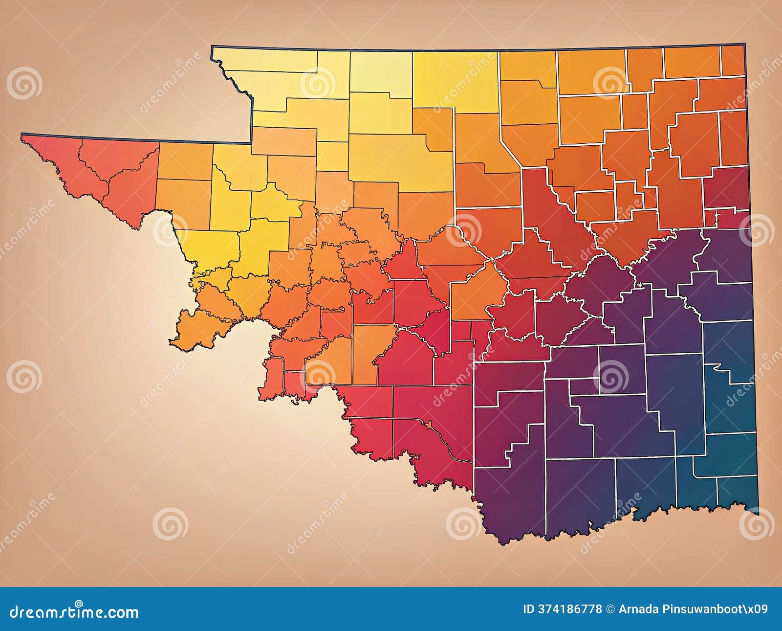 US Oklahoma County Map Cartoon Vector | CartoonDealer.com #280697013