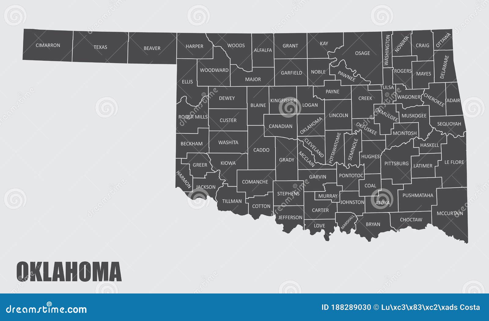 US Oklahoma County Map Cartoon Vector | CartoonDealer.com #280697013
