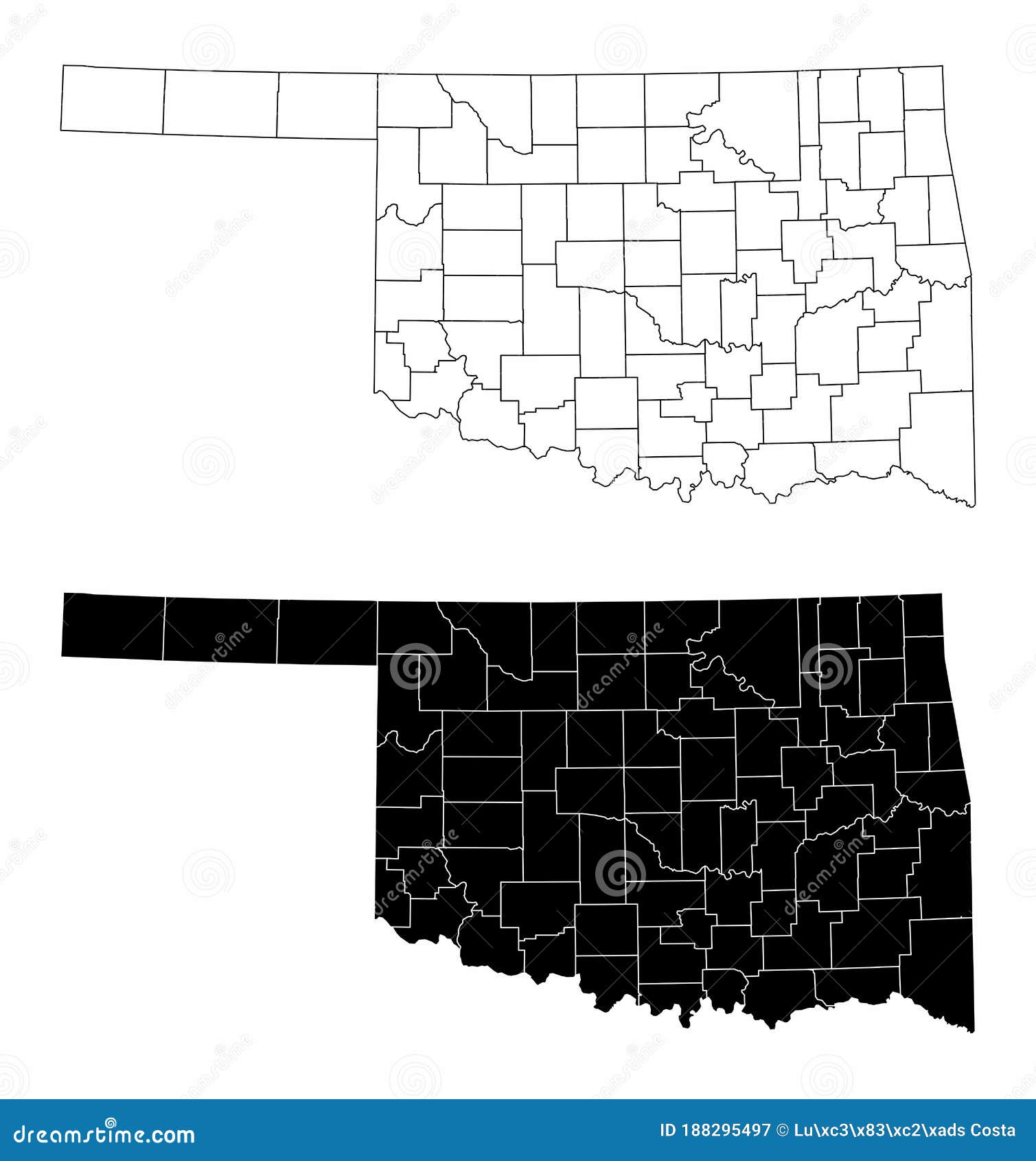 Oklahoma County Map With 77 Counties Cartoon Vector | CartoonDealer.com ...