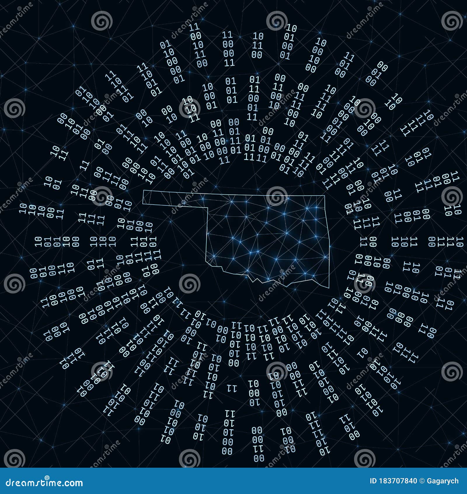 Oklahoma digital map. stock vector. Illustration of radiation - 183707840