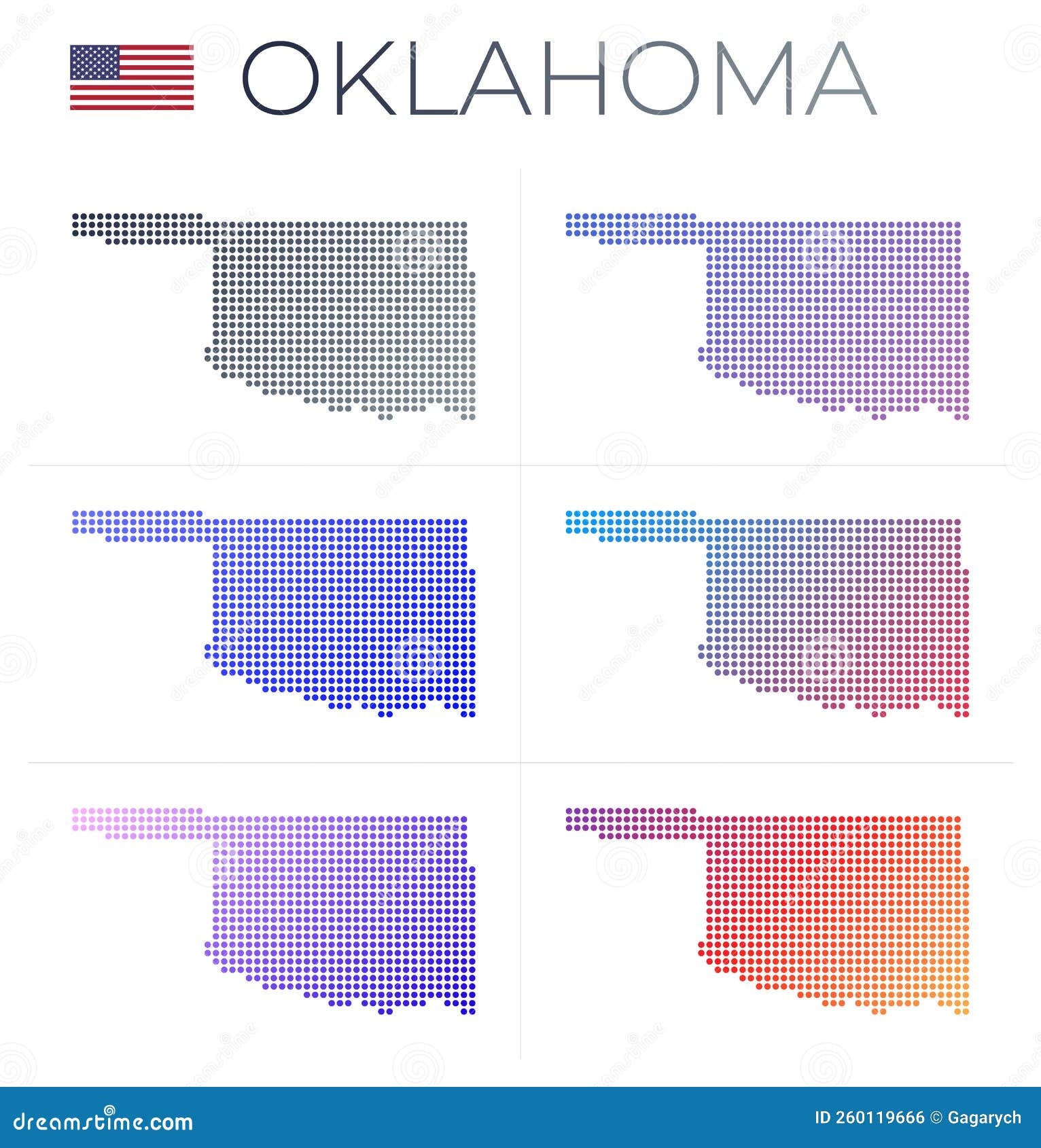 Oklahoma dotted map set. stock vector. Illustration of american - 260119666