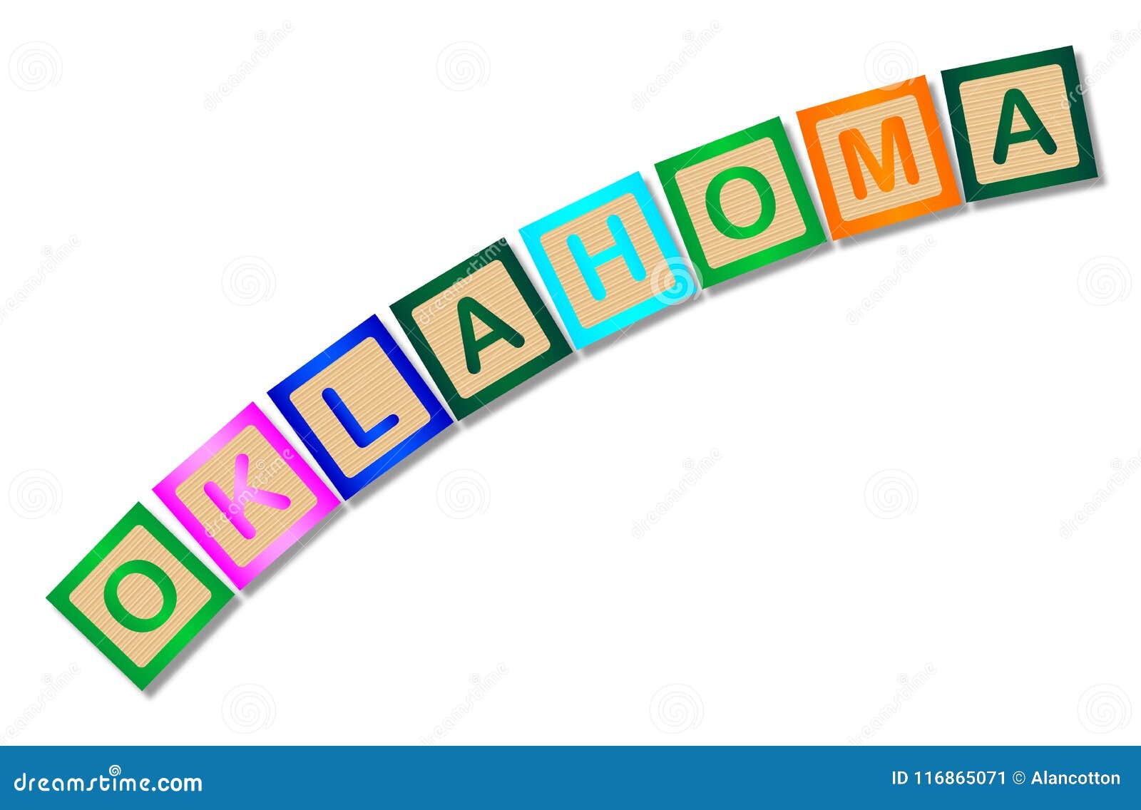 Oklahoma Em Letras De Bloco De Madeira Isoladas Ilustração do Vetor ...